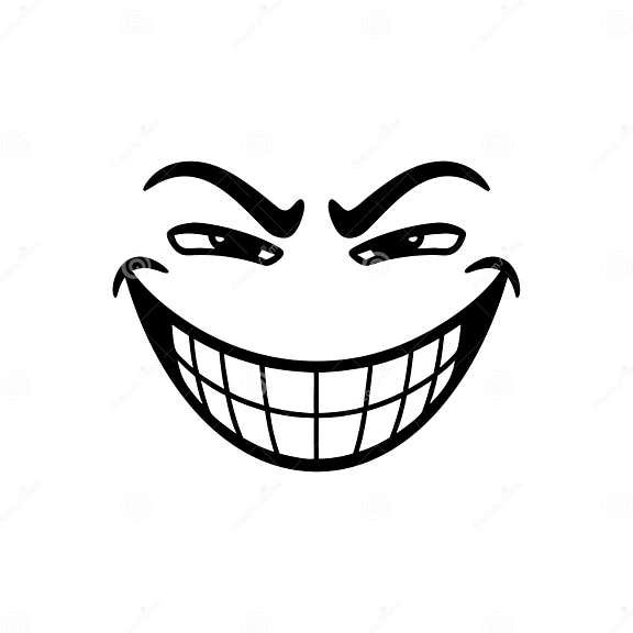Mischievous Grinning Face Vector Illustration with Raised Eyebrows ...