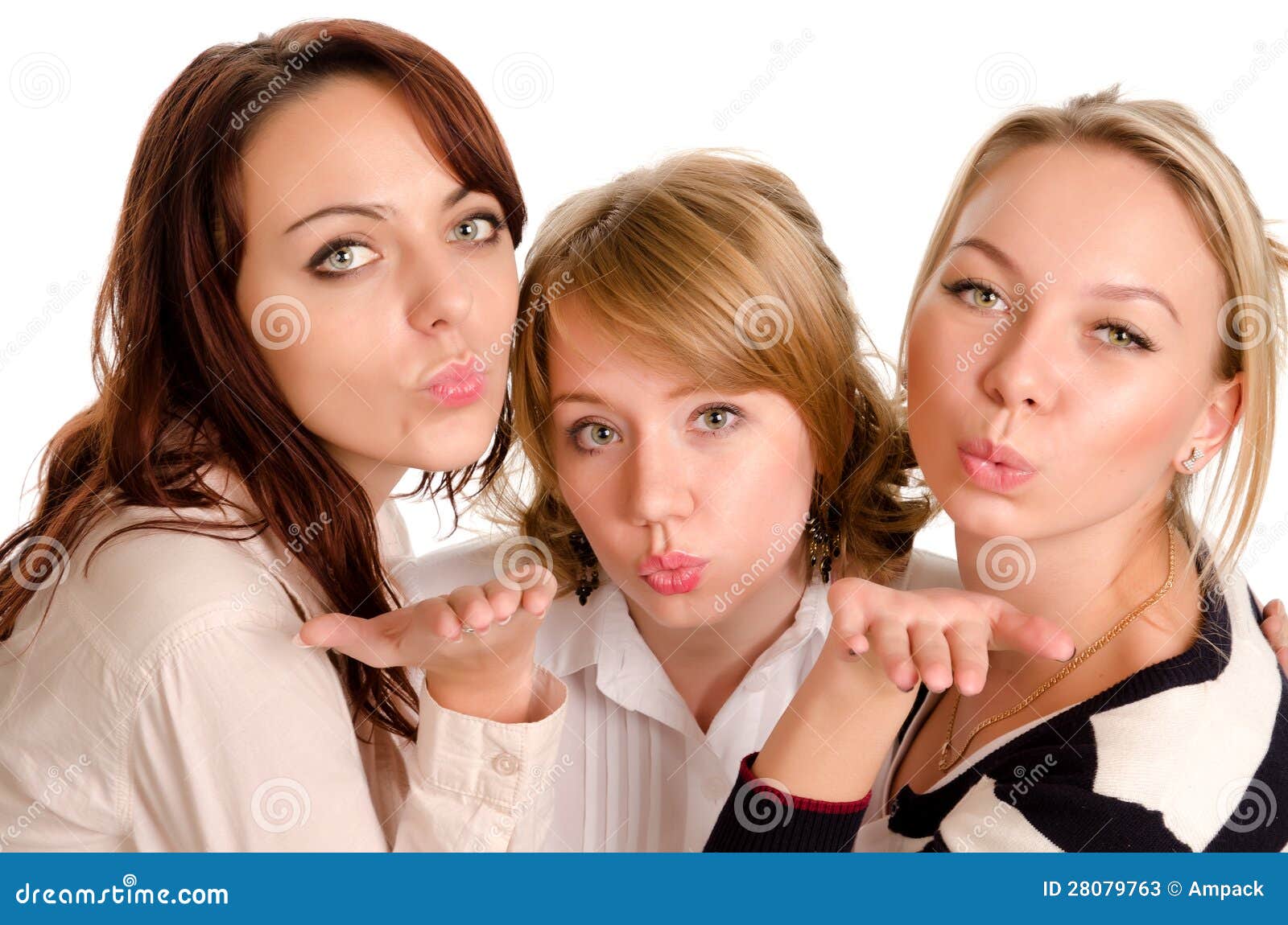 Mischievous Ladies Blowing Kisses Stock Image - Image of beautiful ...