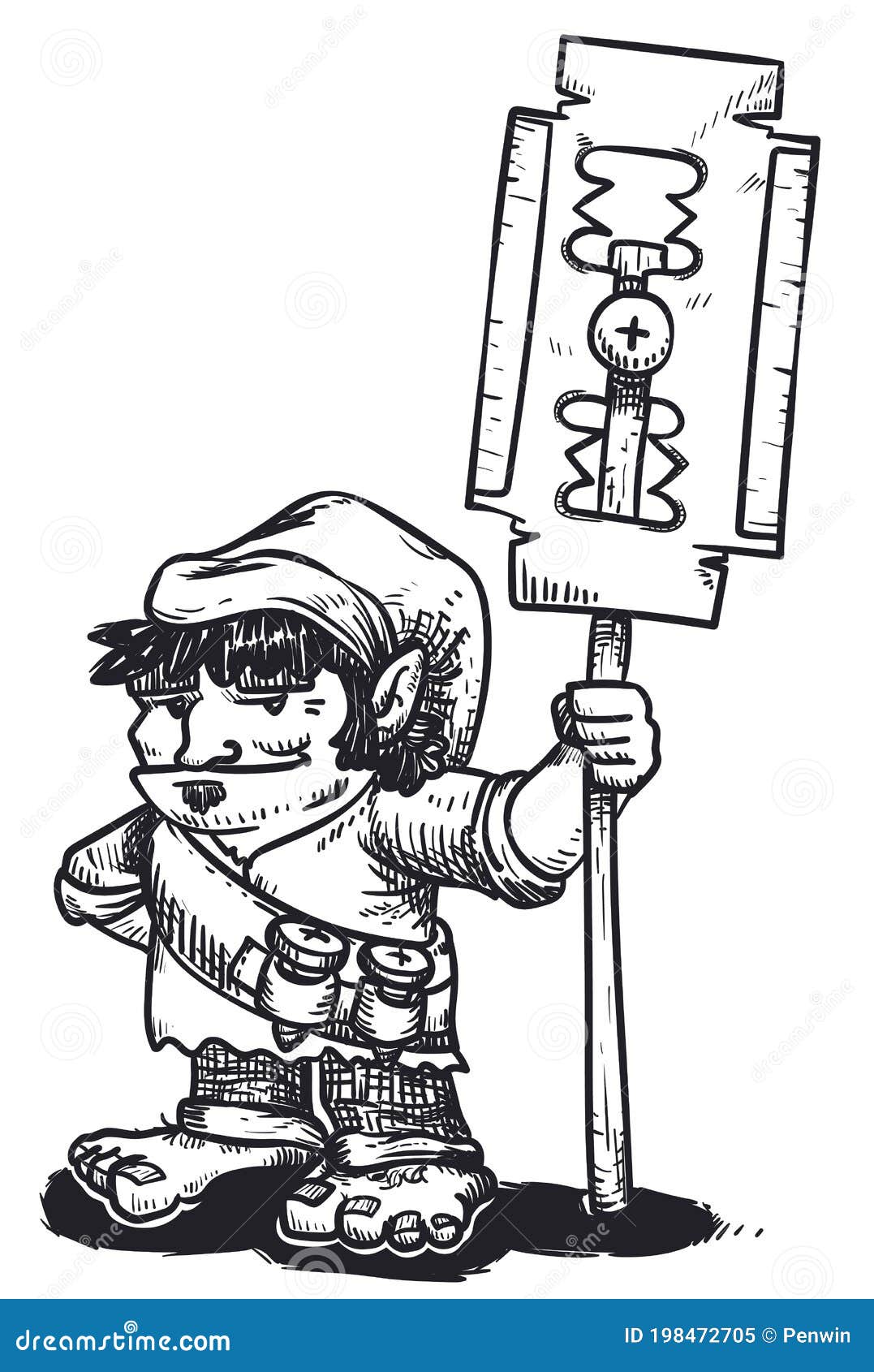 Grumpy Pixie Holding Its Weapon Made with a Razor Blade, Vector ...