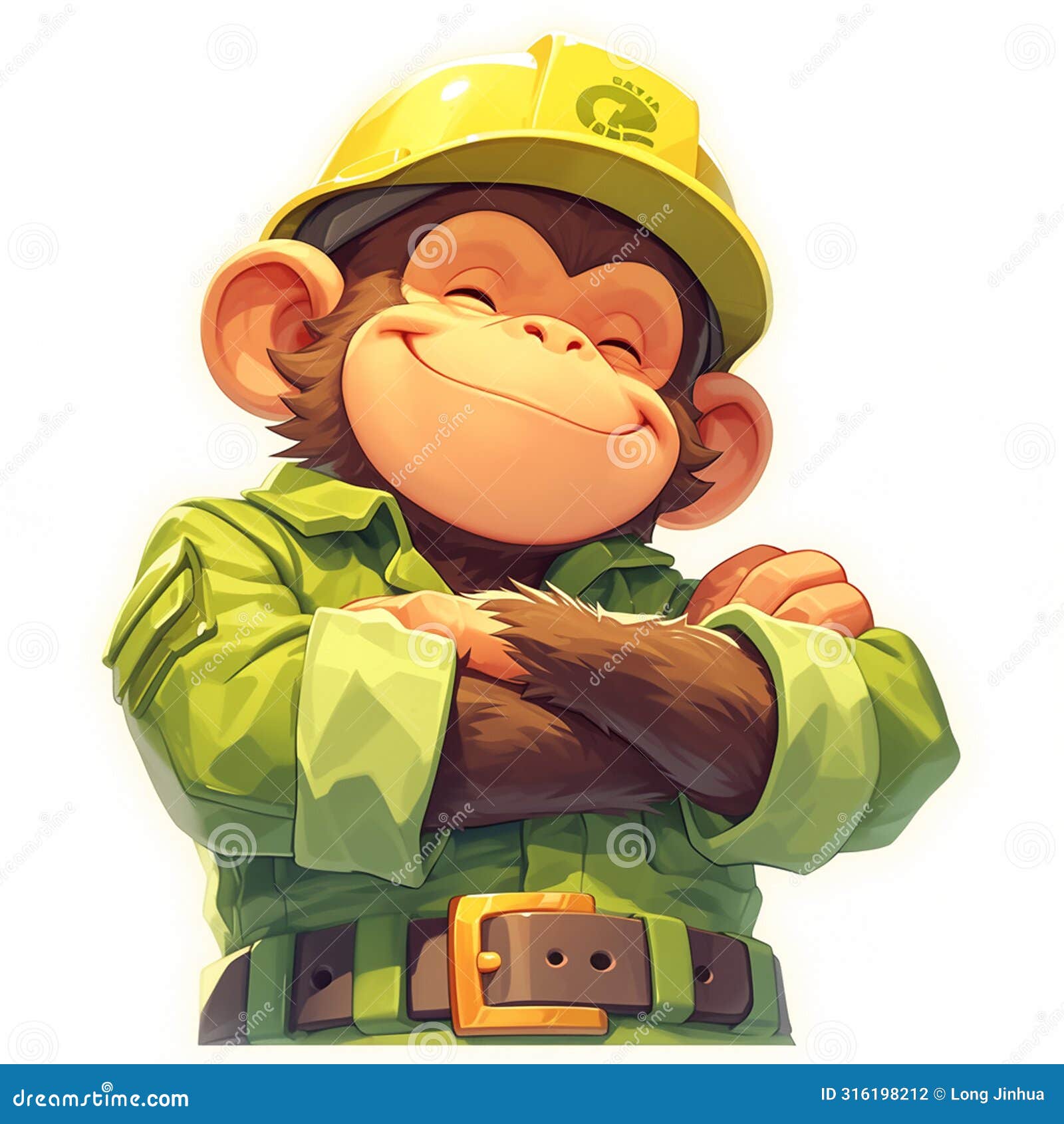 A Mischievous Monkey Sanitation Worker Cartoon Style Stock Vector ...