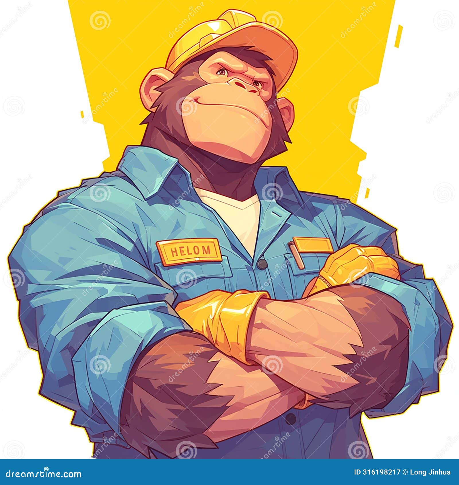 A Mischievous Monkey Sanitation Worker Cartoon Style Stock Vector ...