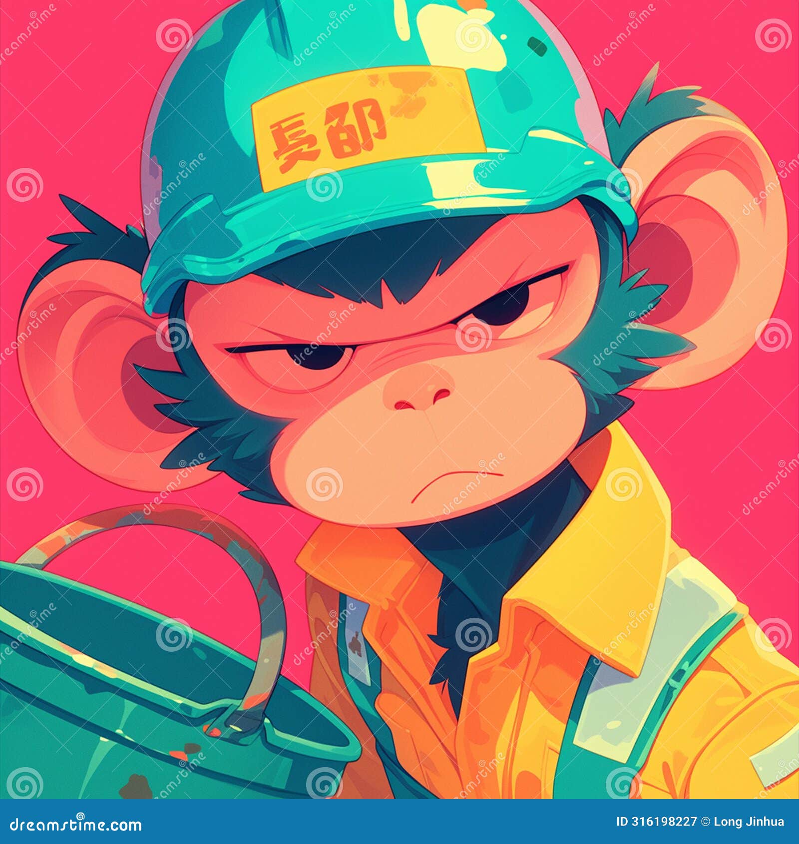 A Mischievous Monkey Sanitation Worker Cartoon Style Stock Vector ...