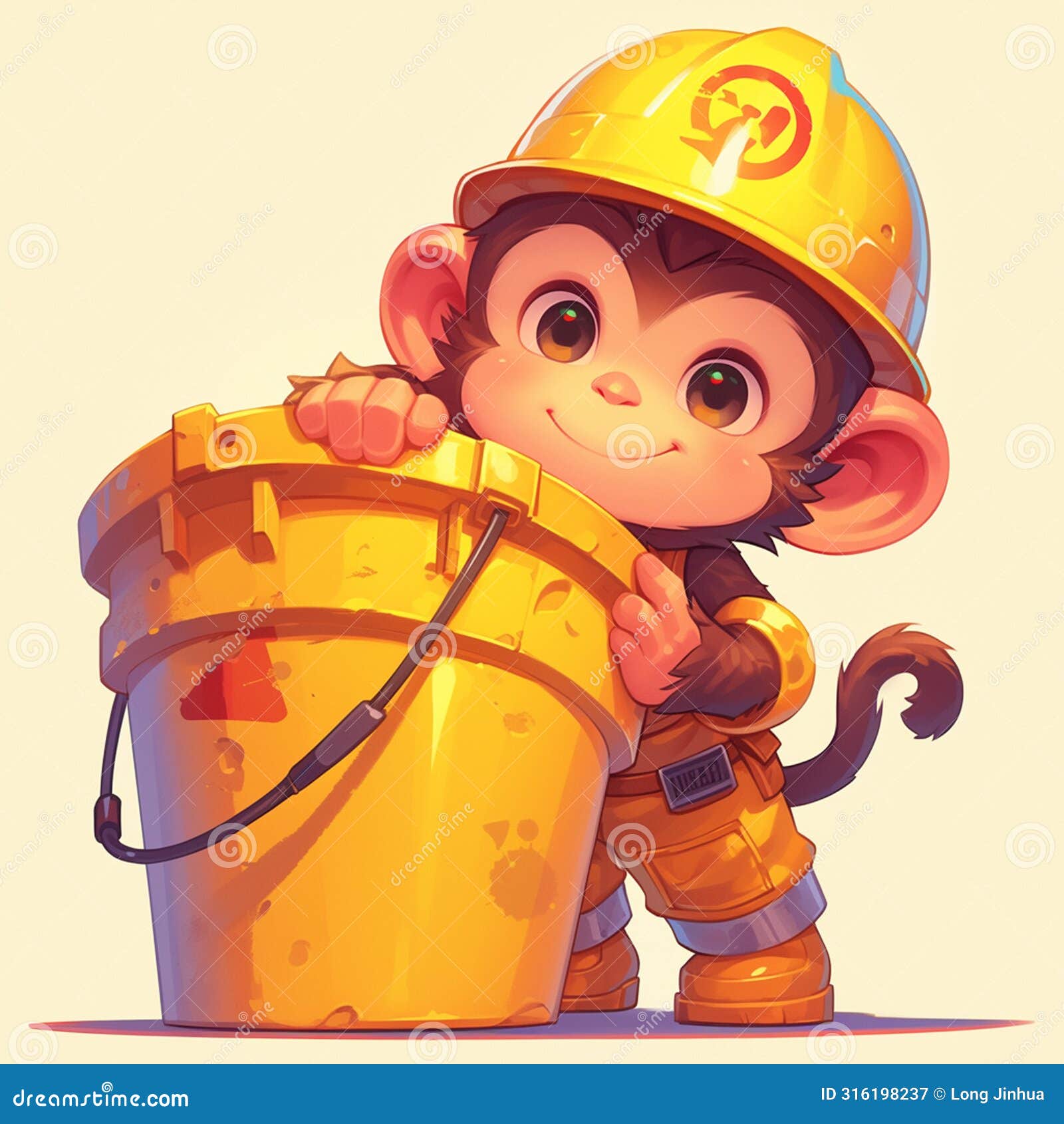 A Mischievous Monkey Sanitation Worker Cartoon Style Stock Vector ...