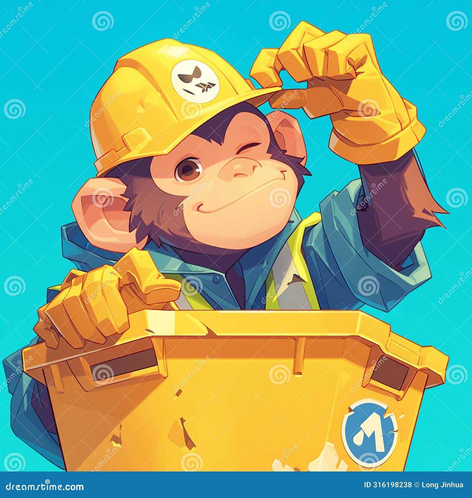 A Mischievous Monkey Sanitation Worker Cartoon Style Stock Vector ...
