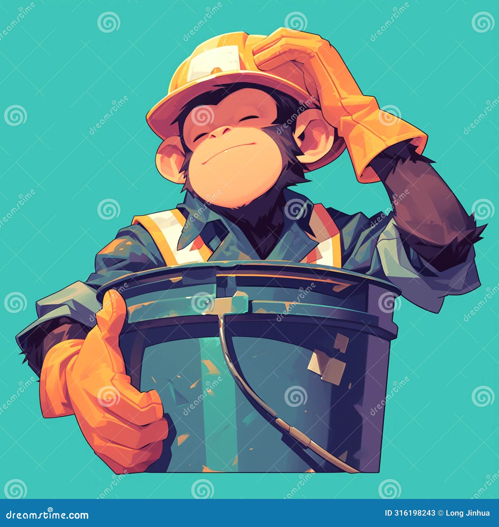A Mischievous Monkey Sanitation Worker Cartoon Style Stock Vector ...