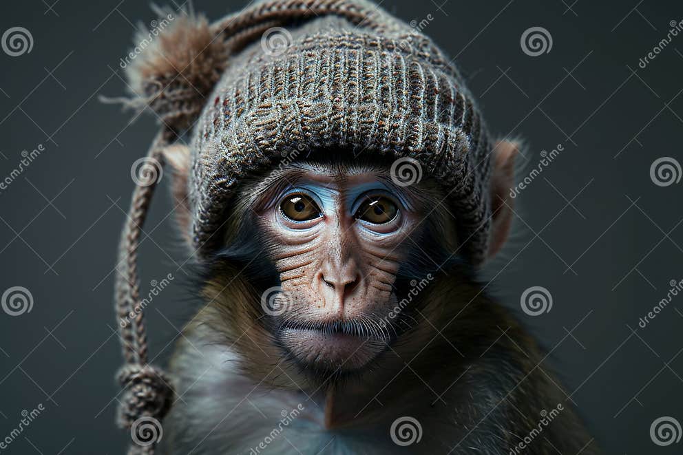 Mischievous Monkey with Silly Hat Stock Illustration - Illustration of ...