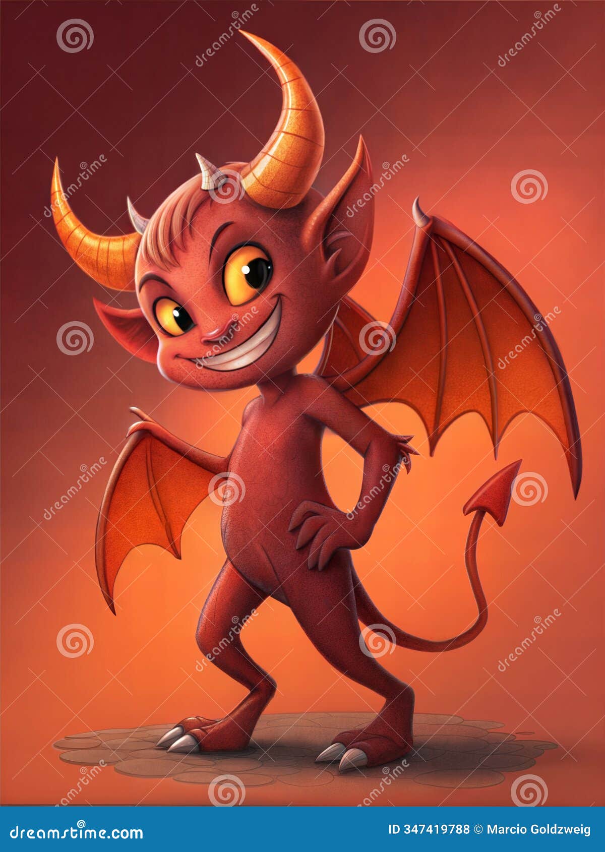 A Mischievous Red Devil Character in Cartton Art Style. AI Generated ...