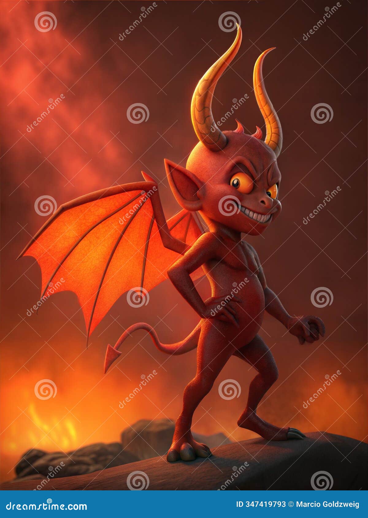 A Mischievous Red Devil Character in Cartton Art Style. AI Generated ...