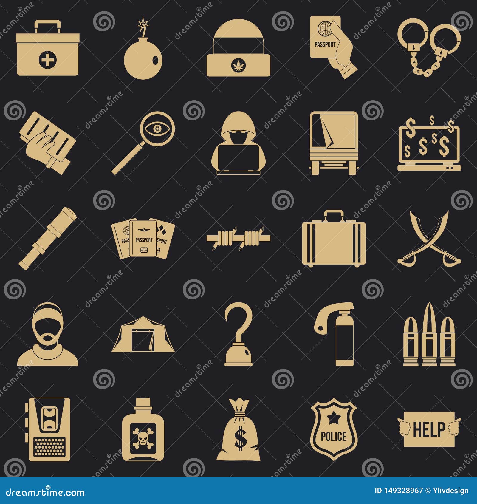 Misconduct Icons Set, Simple Style Stock Vector - Illustration of black ...