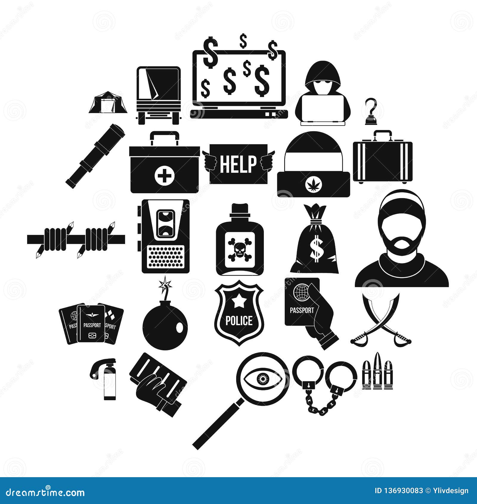 Misconduct Icons Set, Simple Style Stock Vector - Illustration of ...