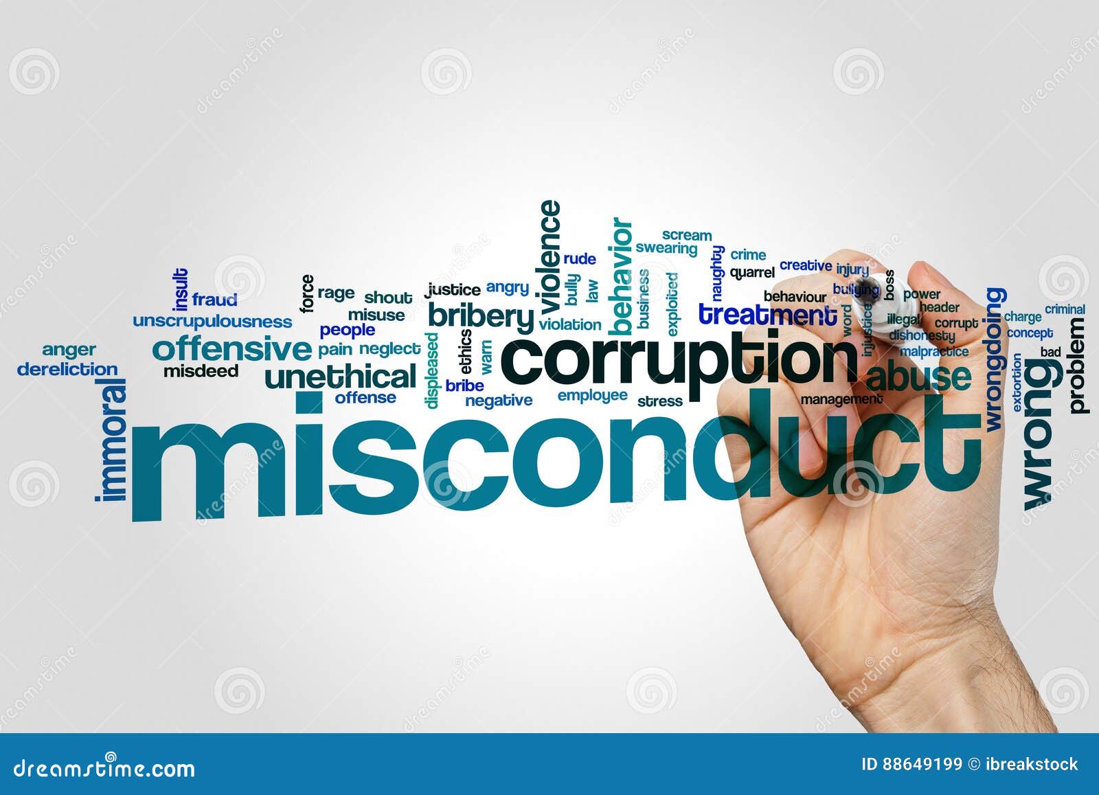 Misconduct word cloud stock image. Image of behavior - 88649199