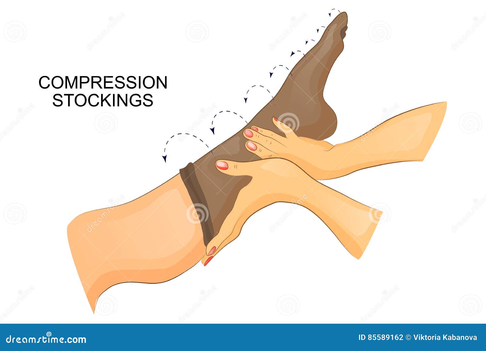 Mise Sur Le Bas De Compression Sur La Jambe Illustration de Vecteur ...