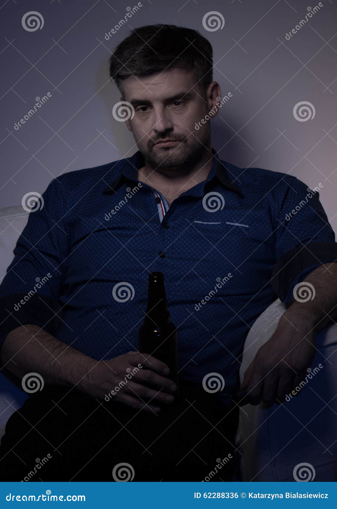 Miserable Man Drinking Beer Stock Photo - Image of sitting, melancholy ...