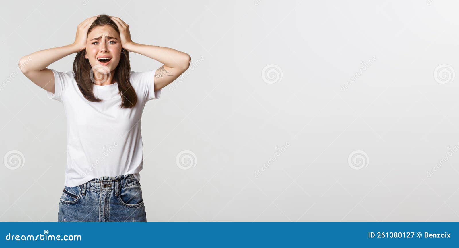 Miserable and Shocked Young Girl Panicking, Looking Alarmed Stock Image ...