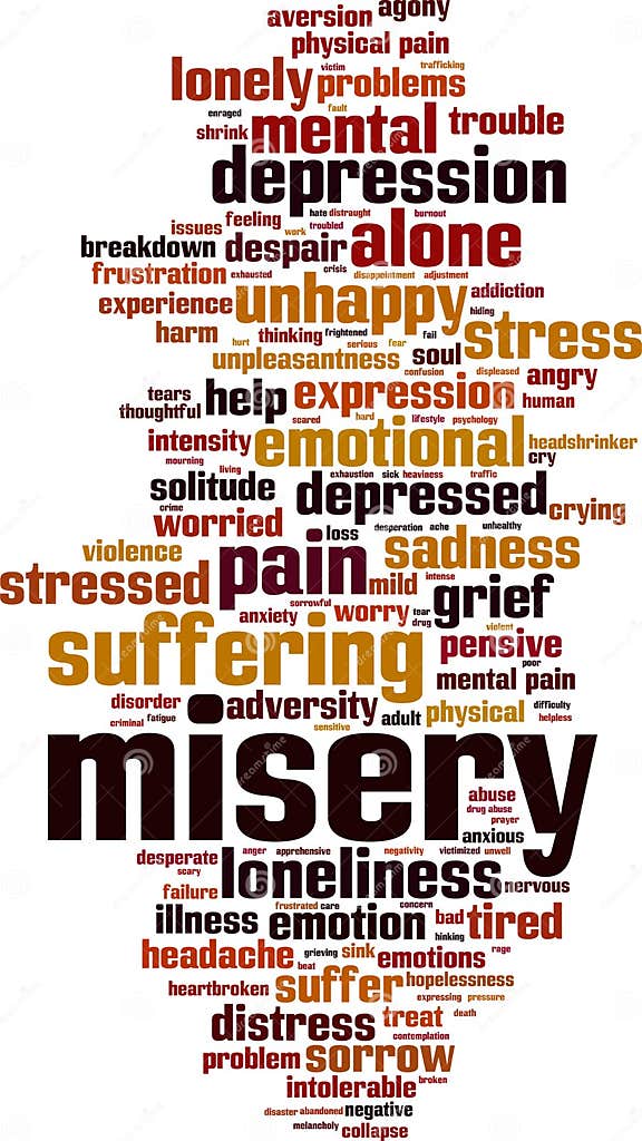 Misery word cloud stock vector. Illustration of depression - 270730686