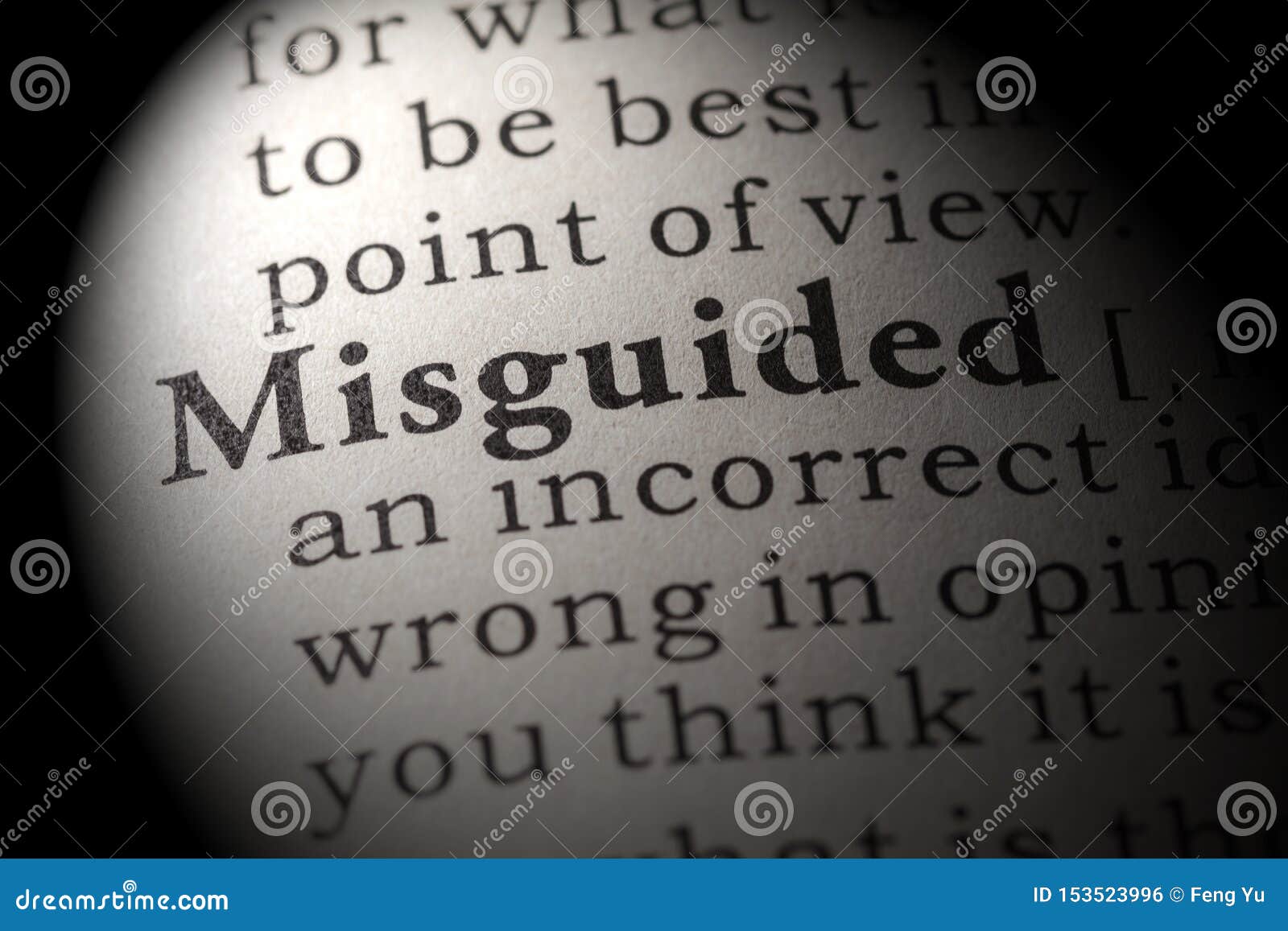 Definition of the Word Misguided Stock Photo - Image of printing ...