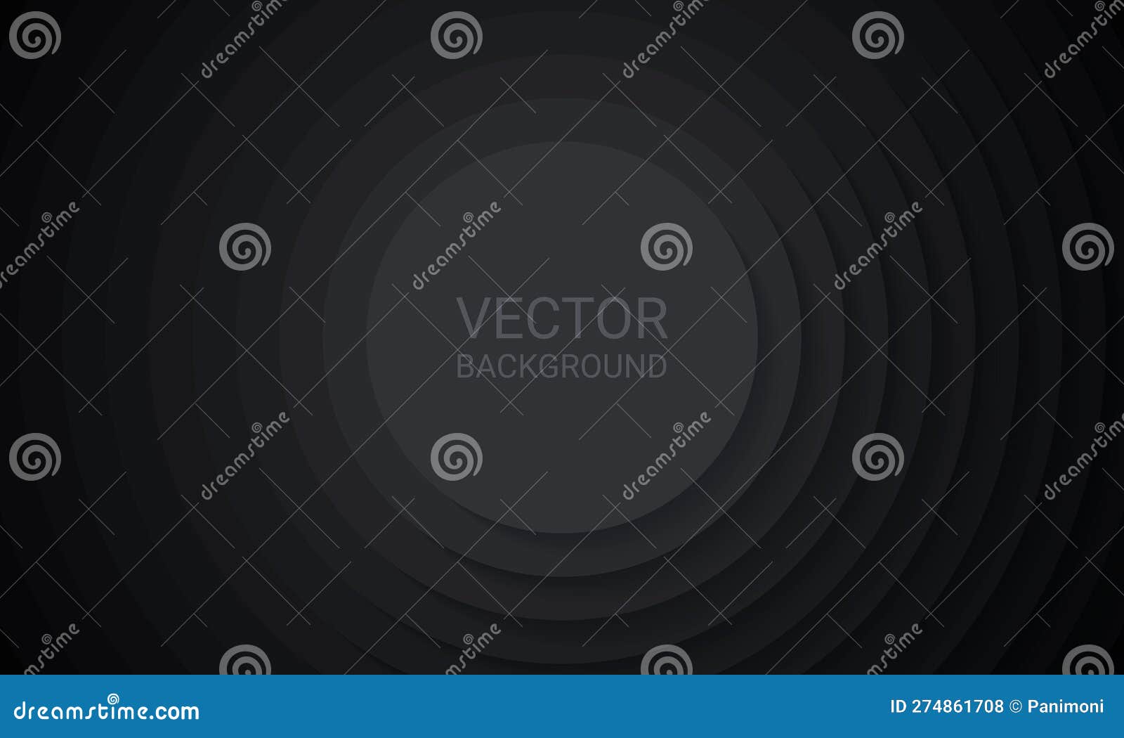 Concentric Circles with Shadows. Abstract Dark Background. Black ...