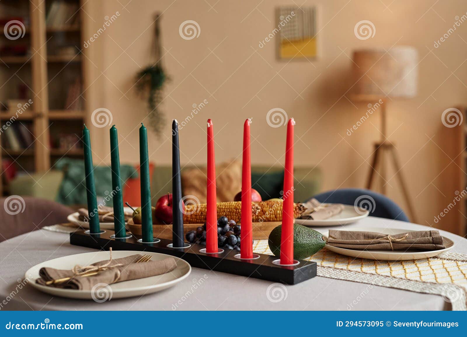 Mishumaa Saba on Kwanzaa Dinner Table Stock Image - Image of table ...