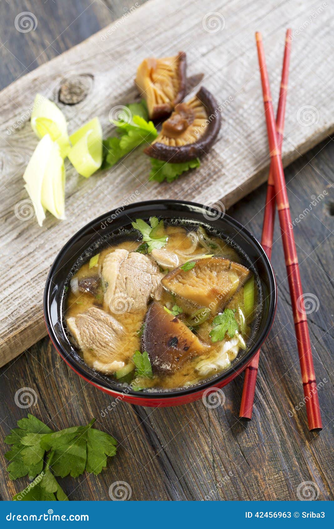 Miso soup with duck. stock image. Image of green, exotic - 42456963