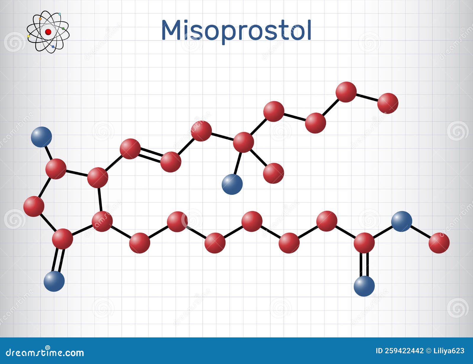 Misoprostol Molecule. Structural Chemical Formula, Molecule Model ...
