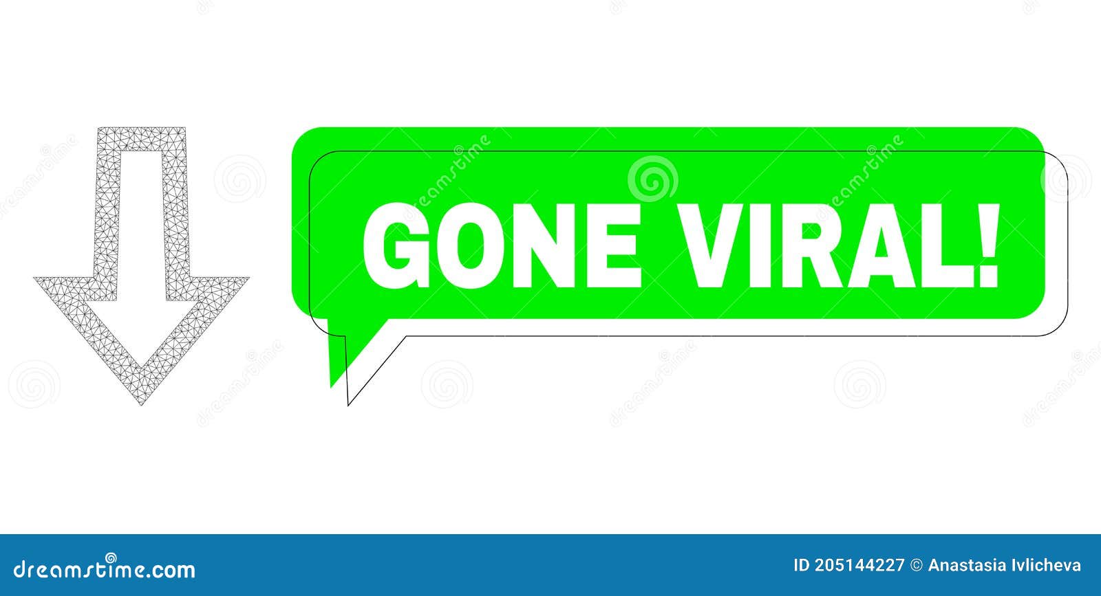 Shifted Gone Viral! Green Message Frame And Mesh 2D Arrow Down Cartoon ...