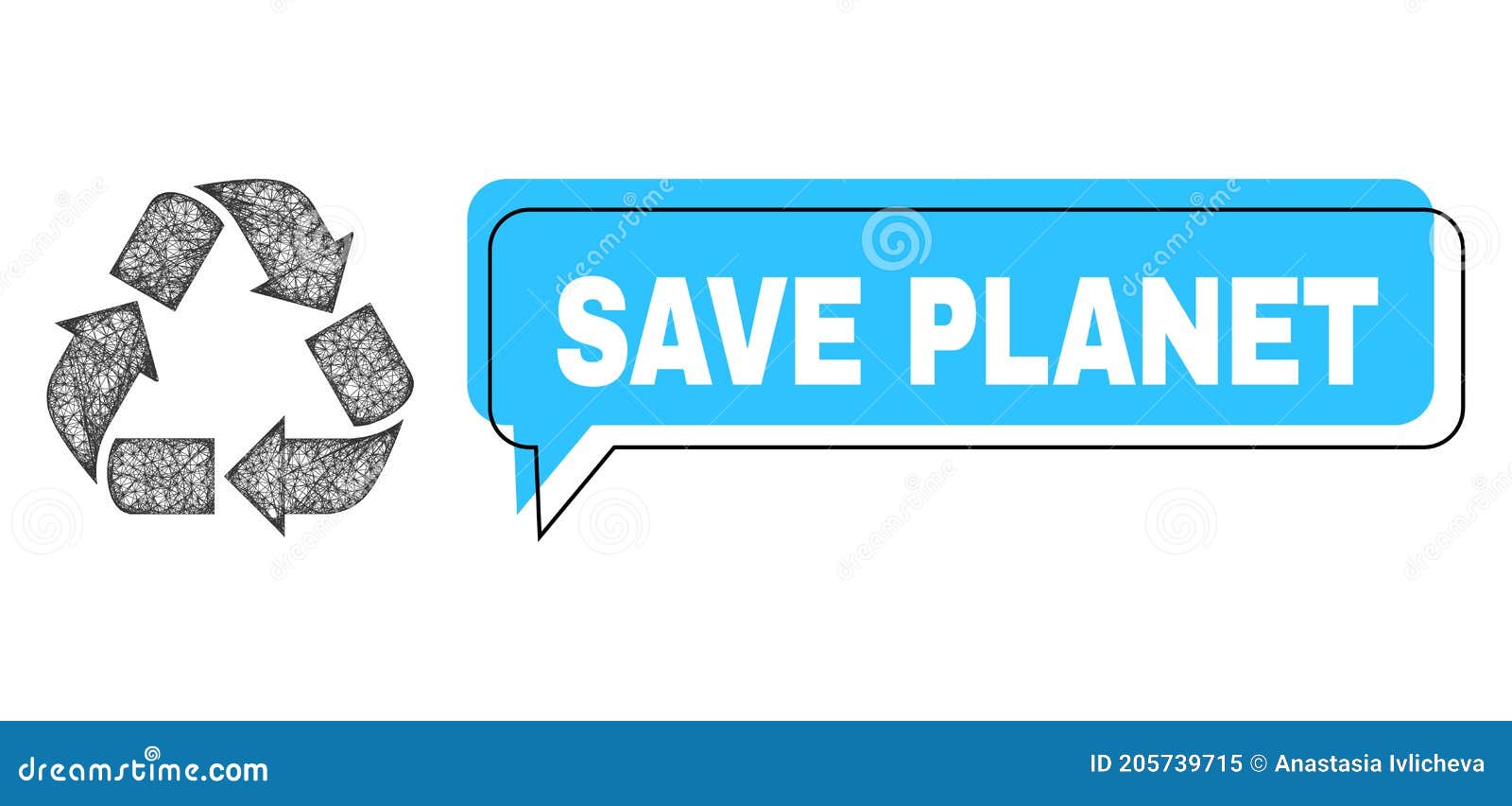 Misplaced Save Planet Message Frame and Linear Recycle Icon Stock ...