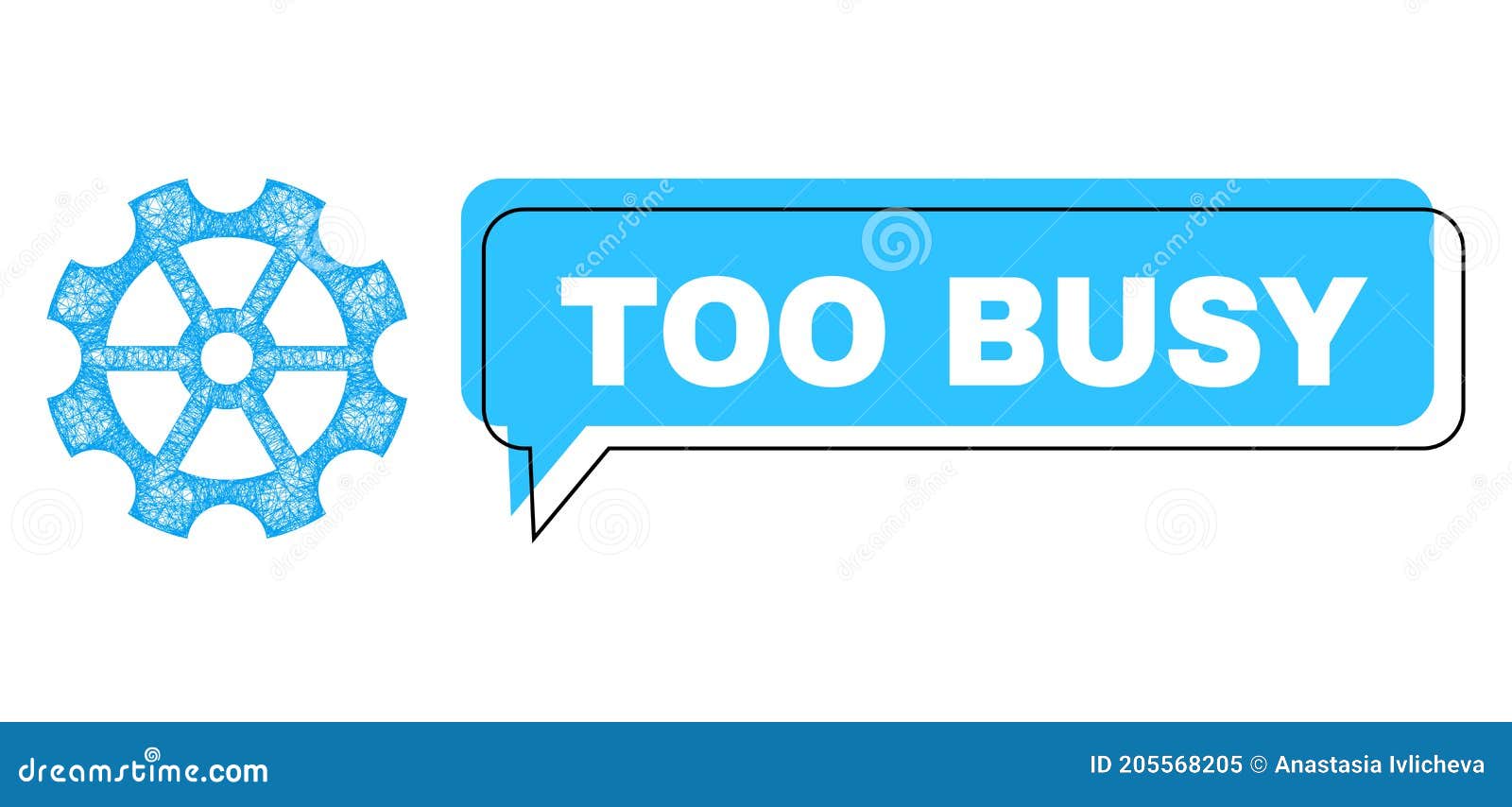 Misplaced Too Busy Message Bubble and Hatched Gear Icon Stock Vector ...