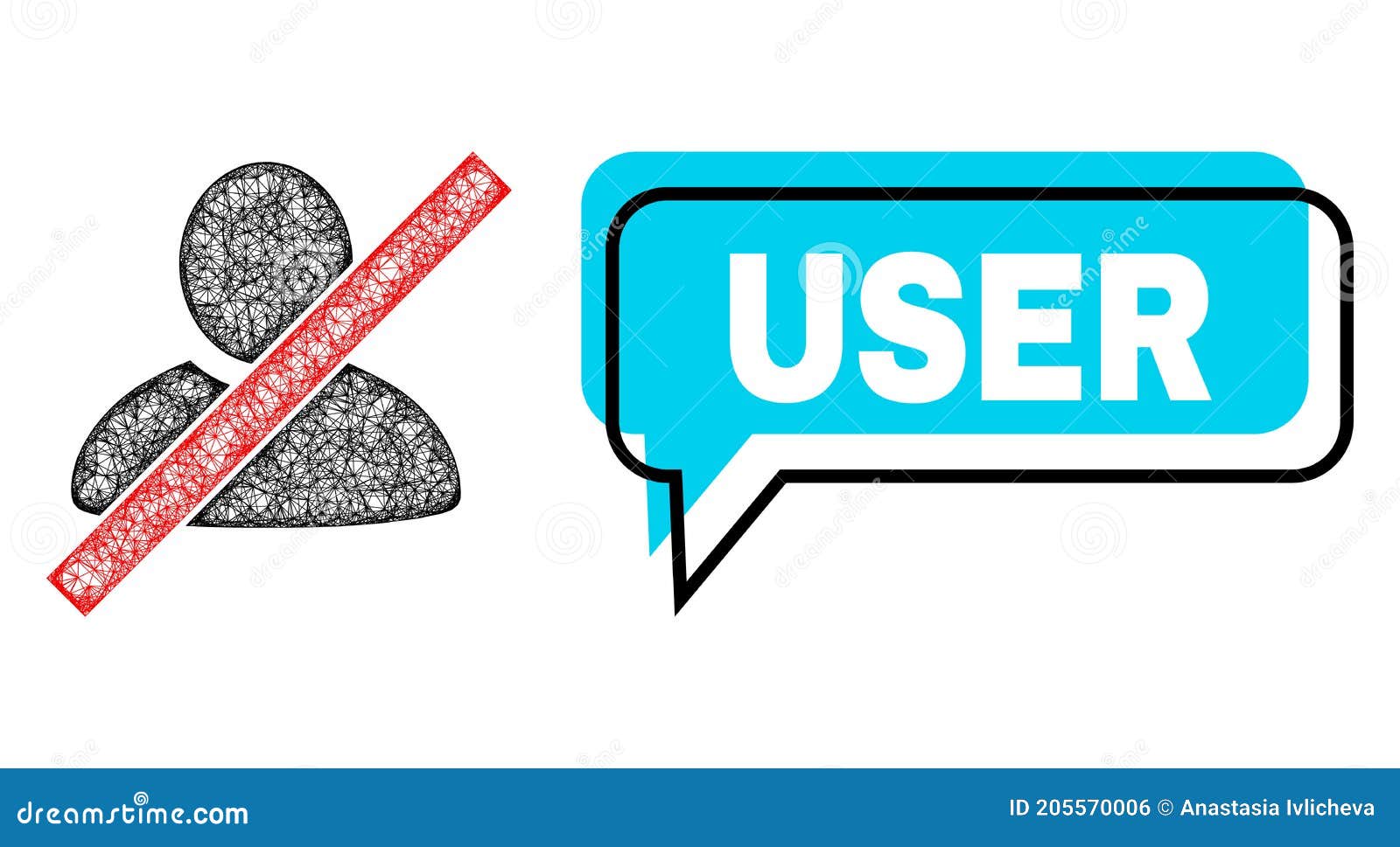 Misplaced User Chat Frame and Net Mesh Wrong User Icon Stock Vector ...