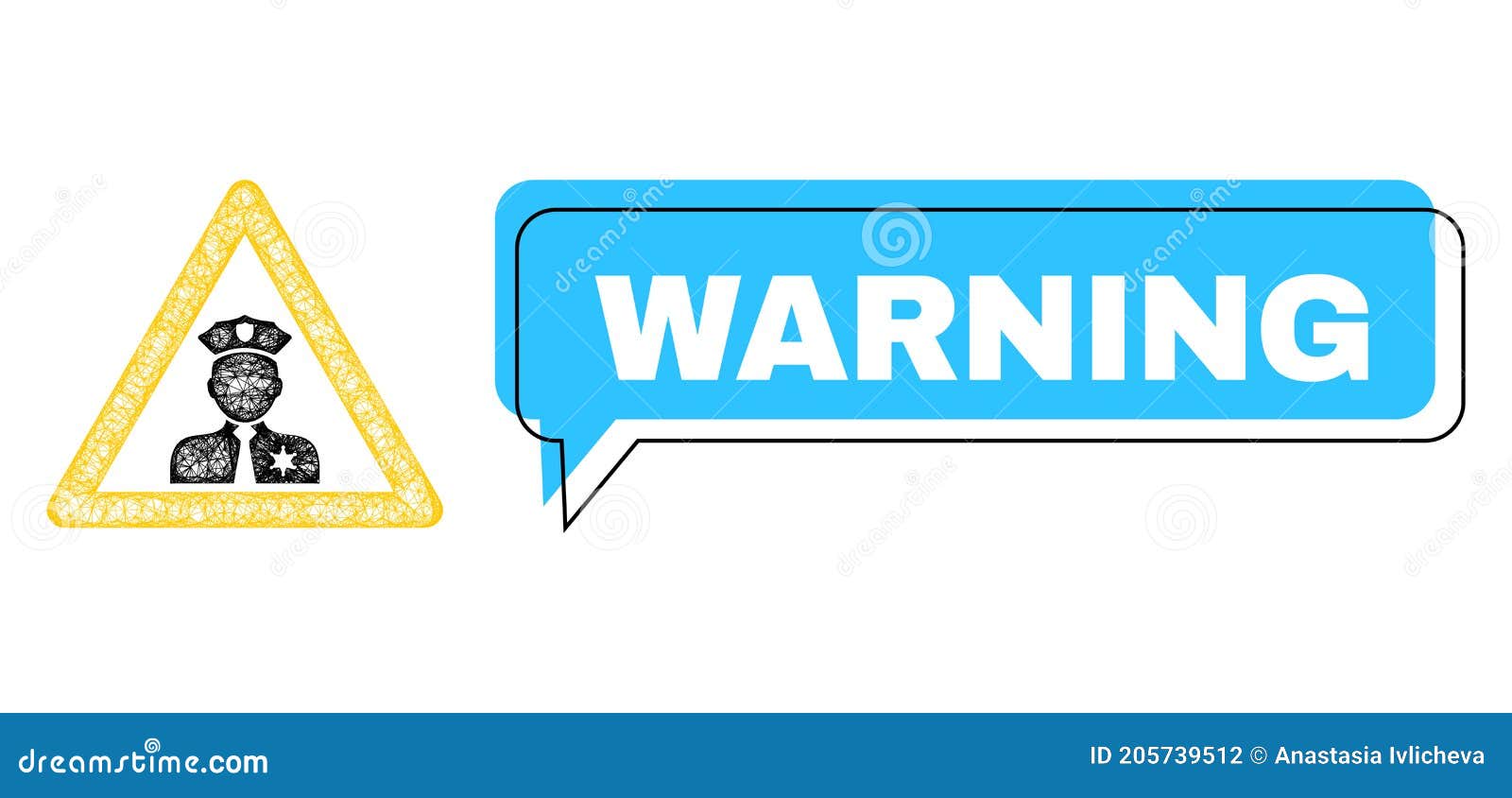 Misplaced Warning Conversation Bubble and Linear Policeman Warning Icon ...