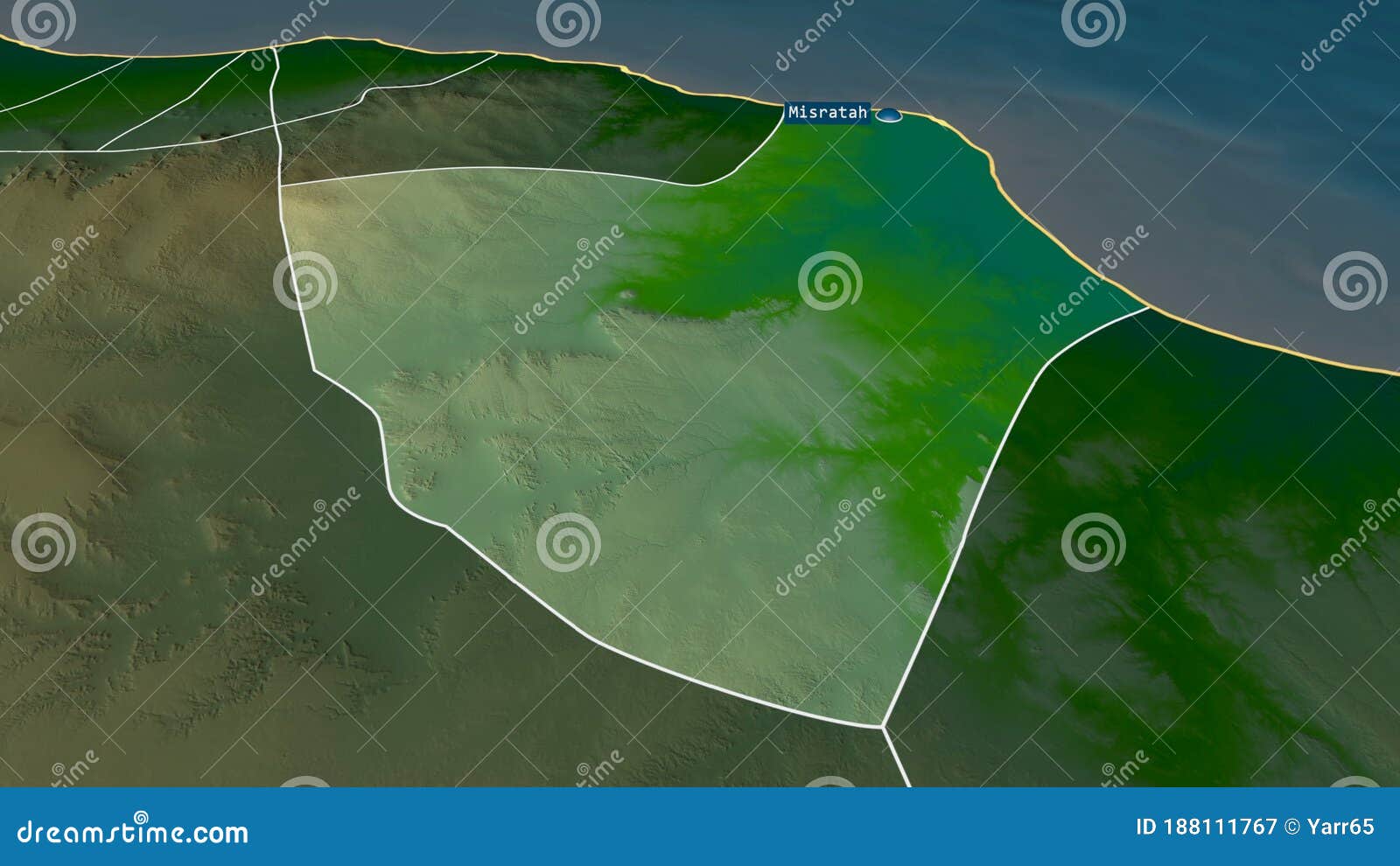 Misratah, Libya - Highlighted with Capital. Physical Stock Illustration ...