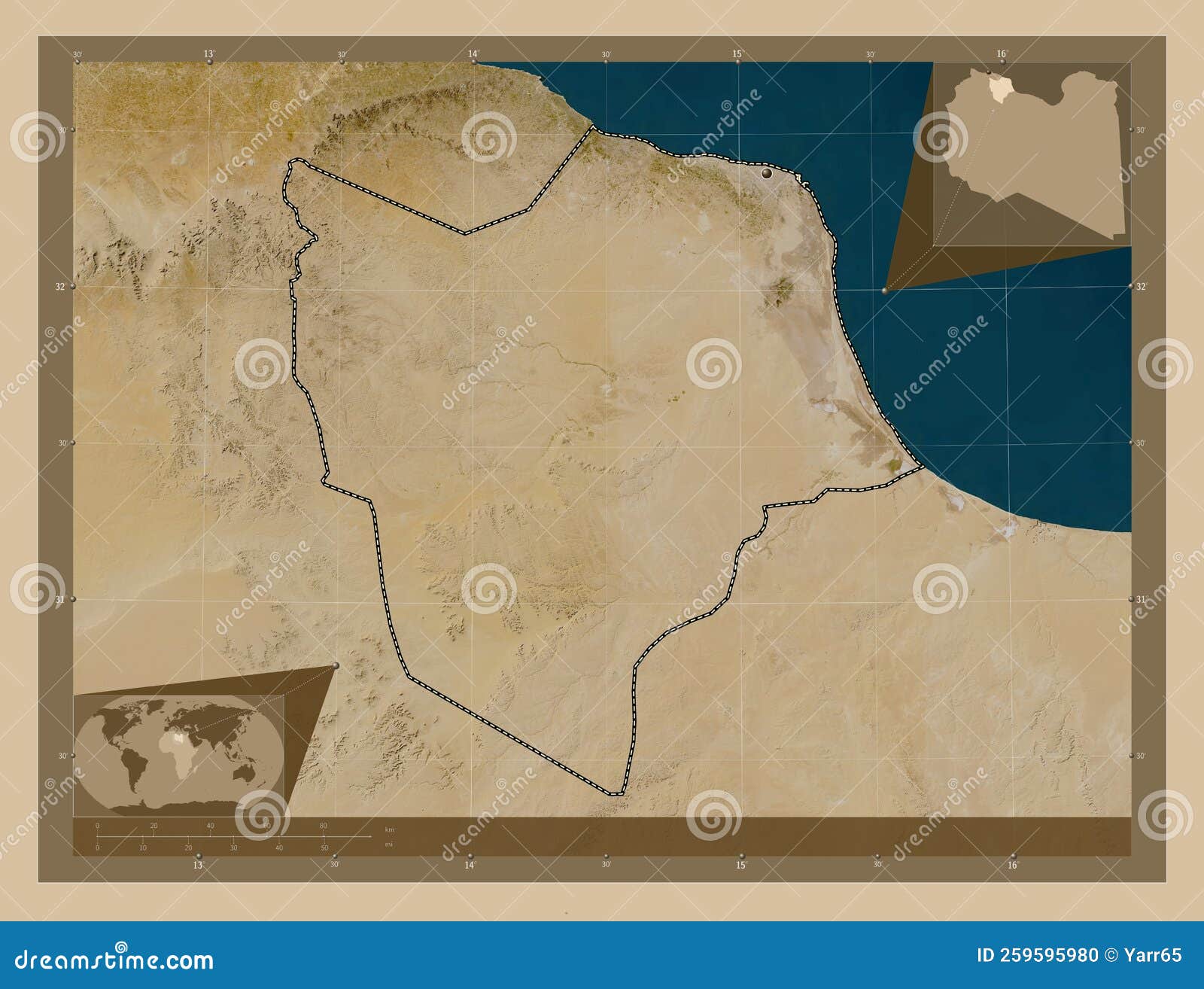 Misratah, Libya. Low-res Satellite. Capital Stock Illustration ...