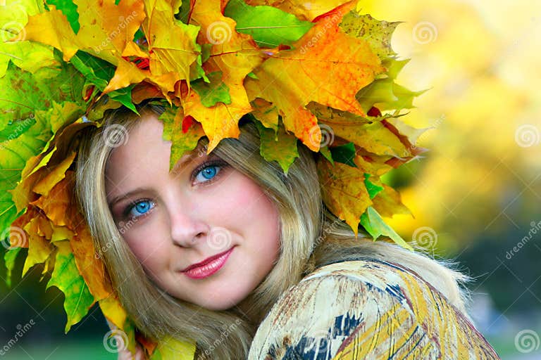 Miss Autumn stock photo. Image of lond, diadem, look, autumn - 3408976