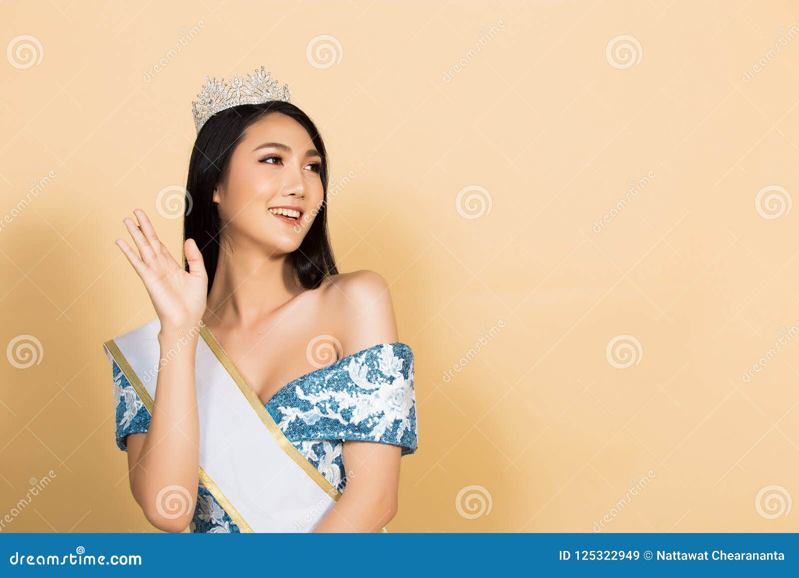 Miss Beauty Pageant Queen Contest In Asian Gown Stock Image Image Of