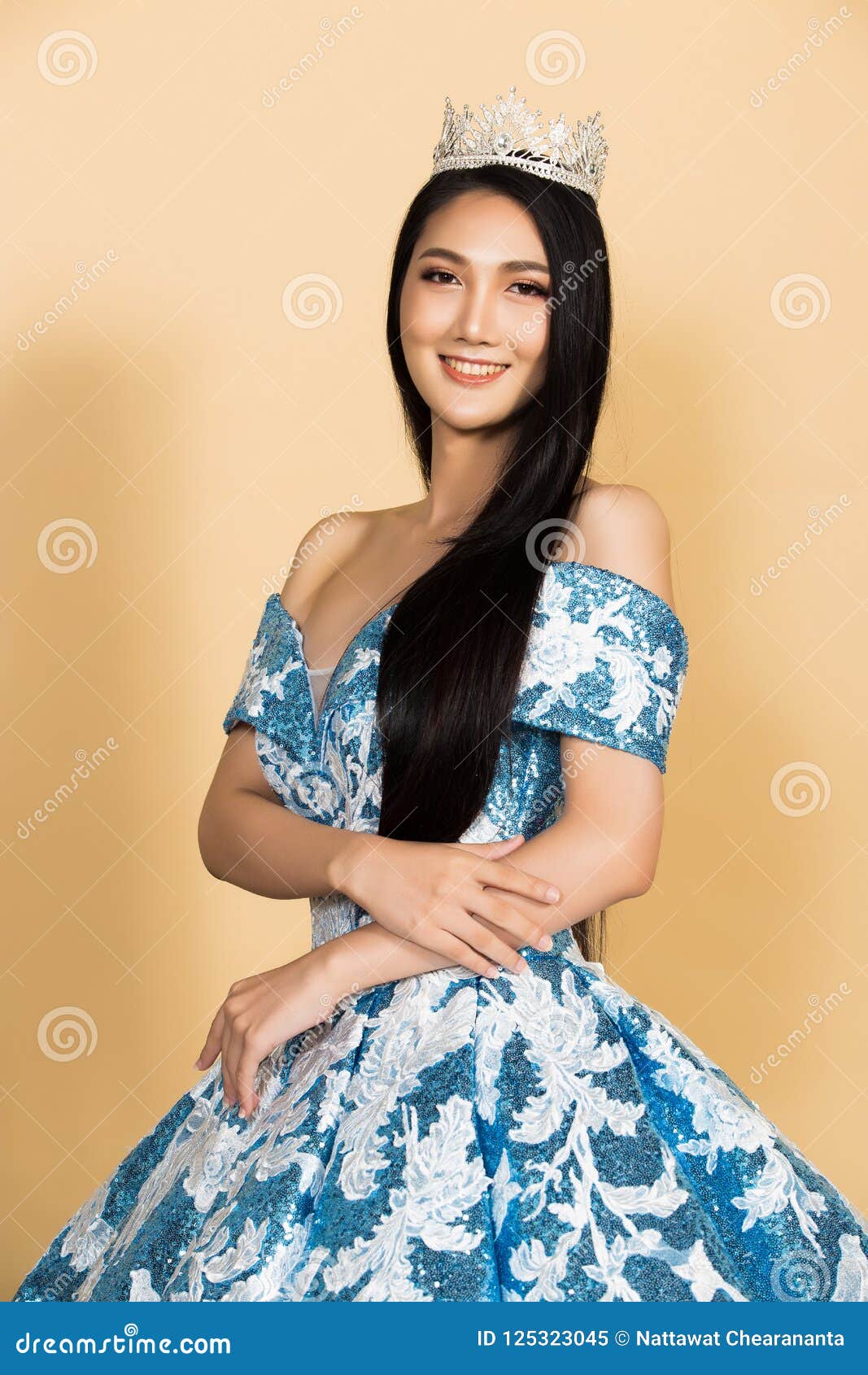 Miss Beauty Pageant Queen Contest In Asian Gown Stock Image Image Of