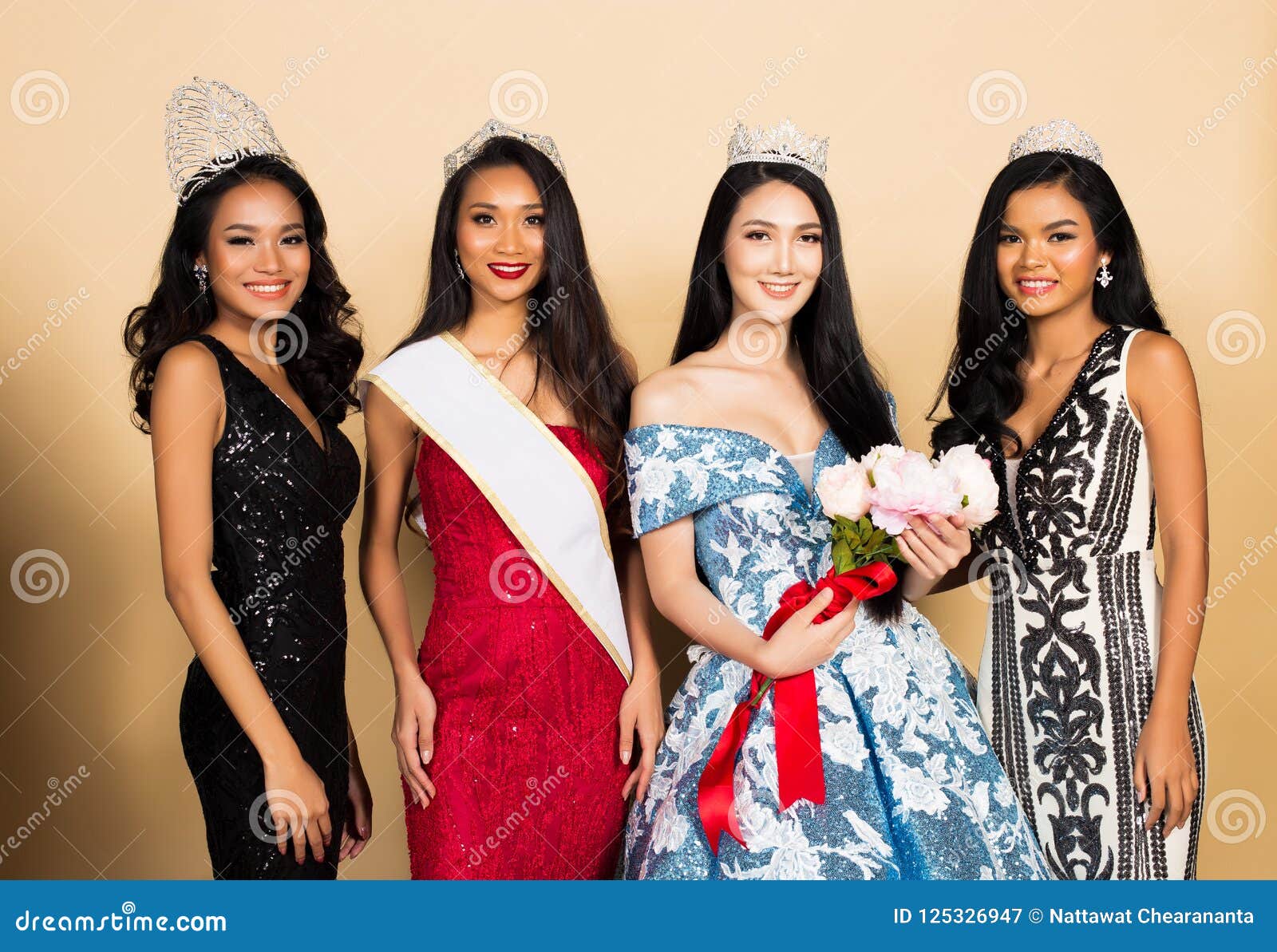 Miss Beauty Pageant Queen Contest In Asian Gown Stock Image Image Of
