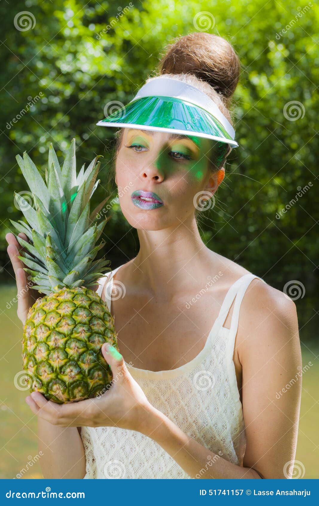 Miss Pineapple stock image. Image of vizor, woman, pineapple - 51741157
