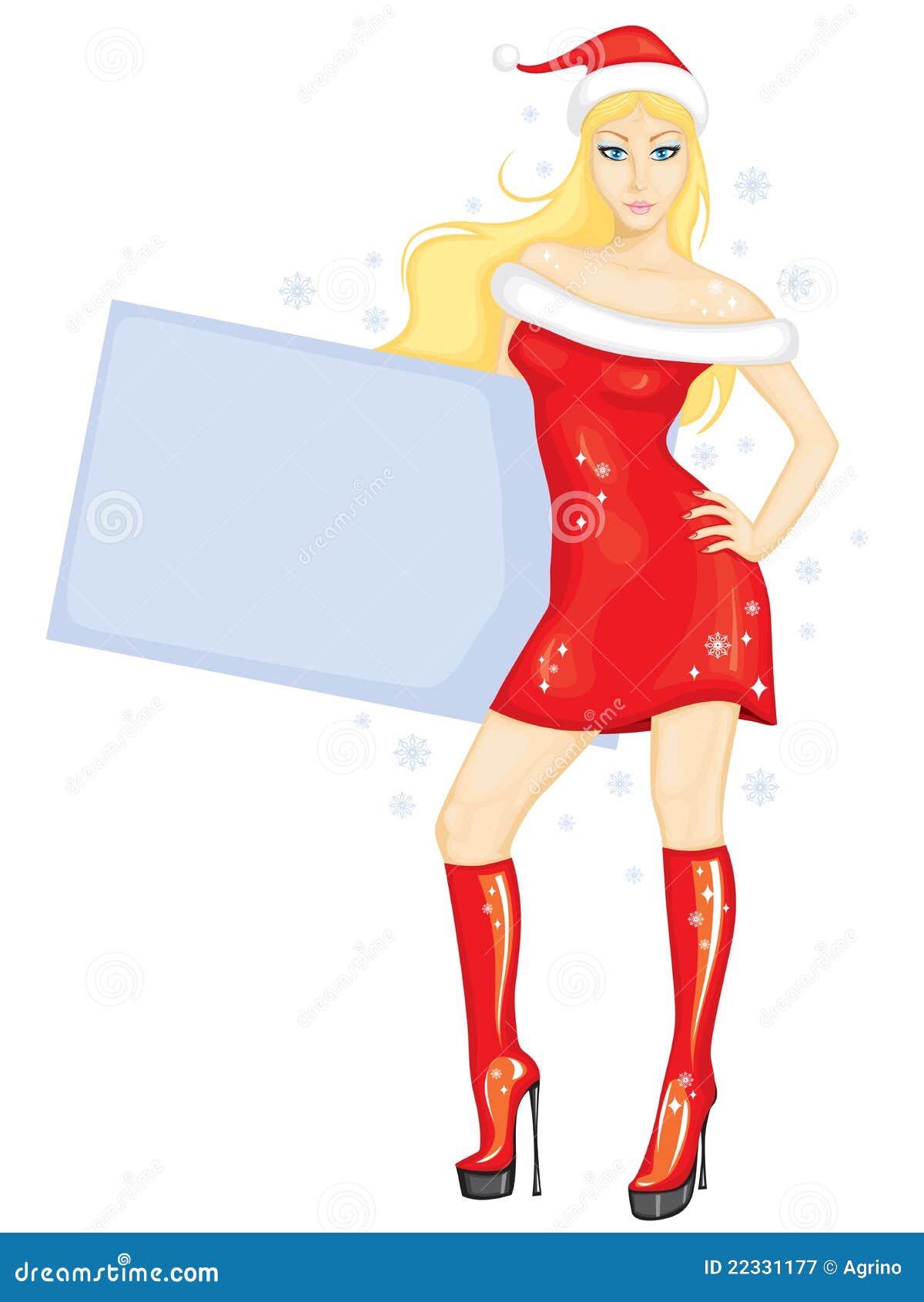 Miss Santa with sign stock vector. Illustration of stylish - 22331177