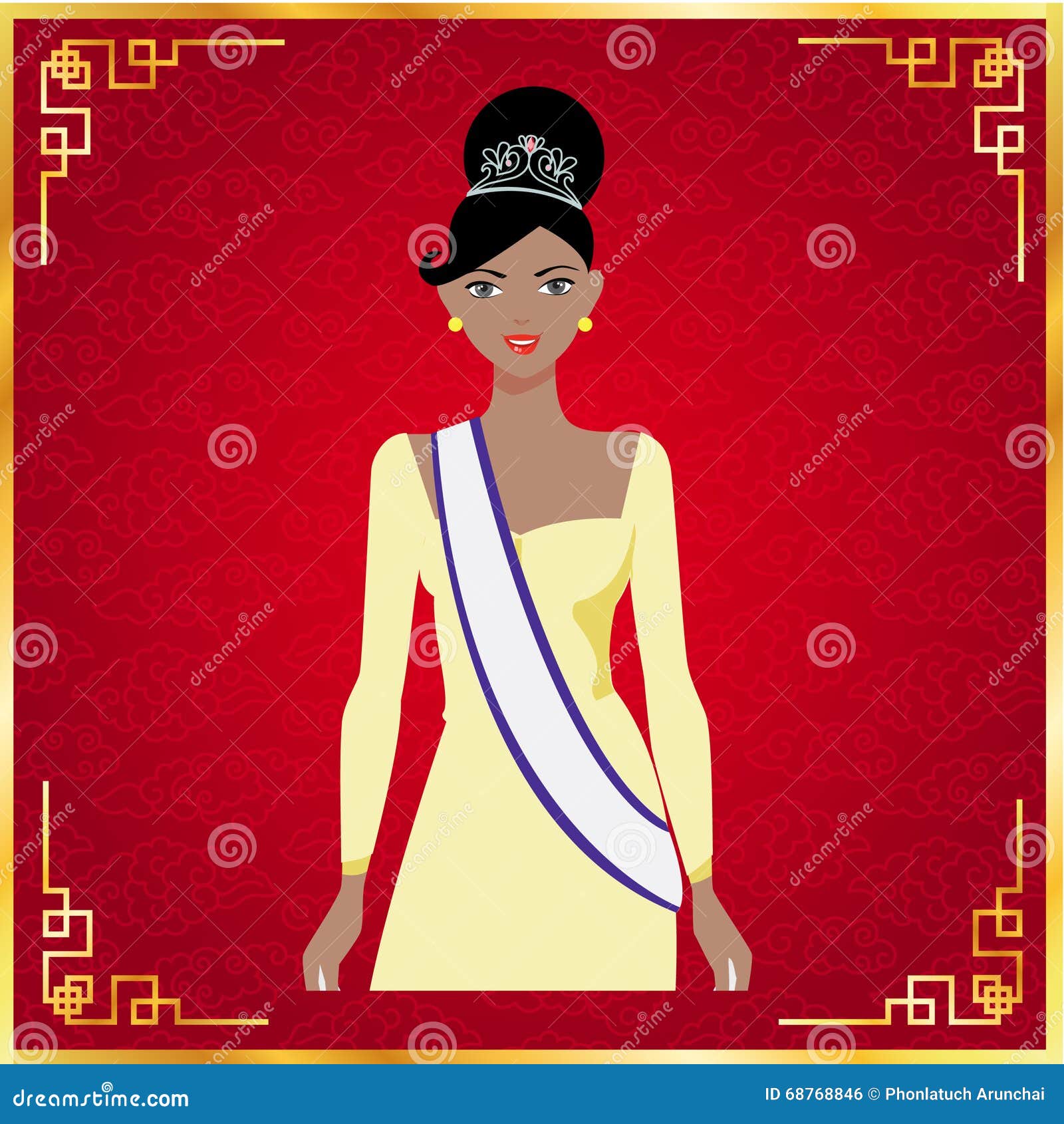 Miss Universe Vector Illustration Woman Isolated On White Background ...