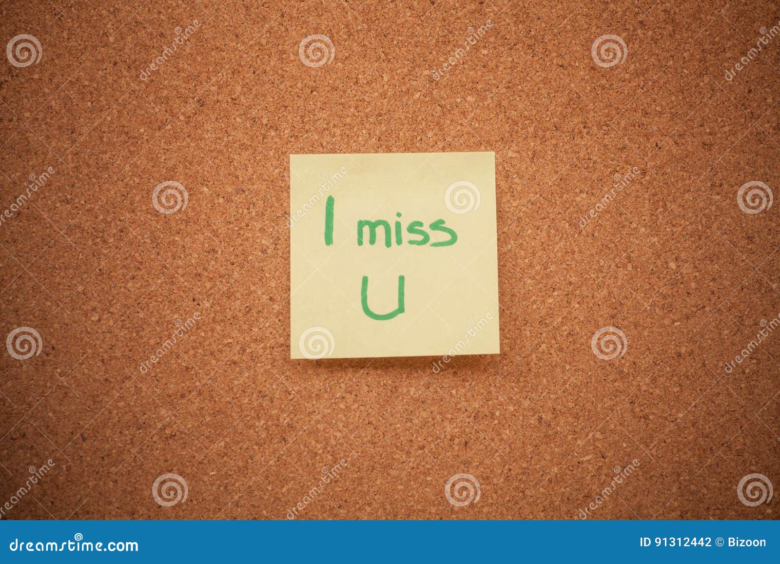Miss You Note on Cork Board Stock Photo - Image of closeup, information ...