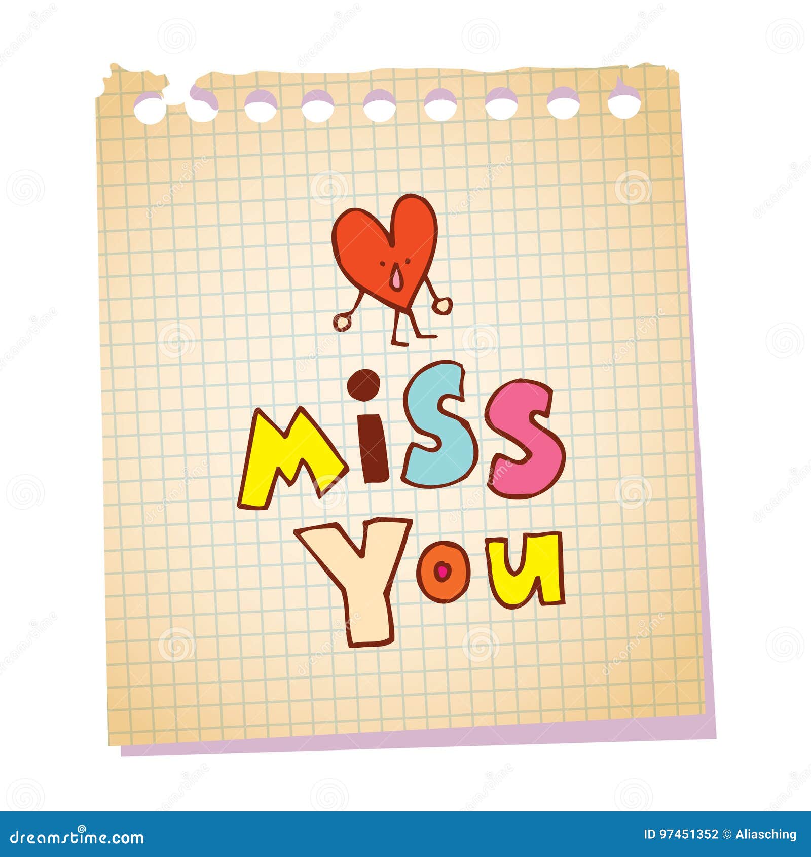 Miss You Notepad Paper Message Stock Vector - Illustration of emotion ...