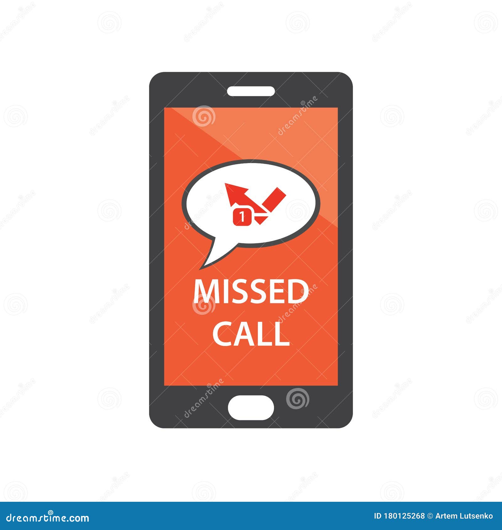 Missed Call Arrived on the Smartphone. Notification Concept Stock ...