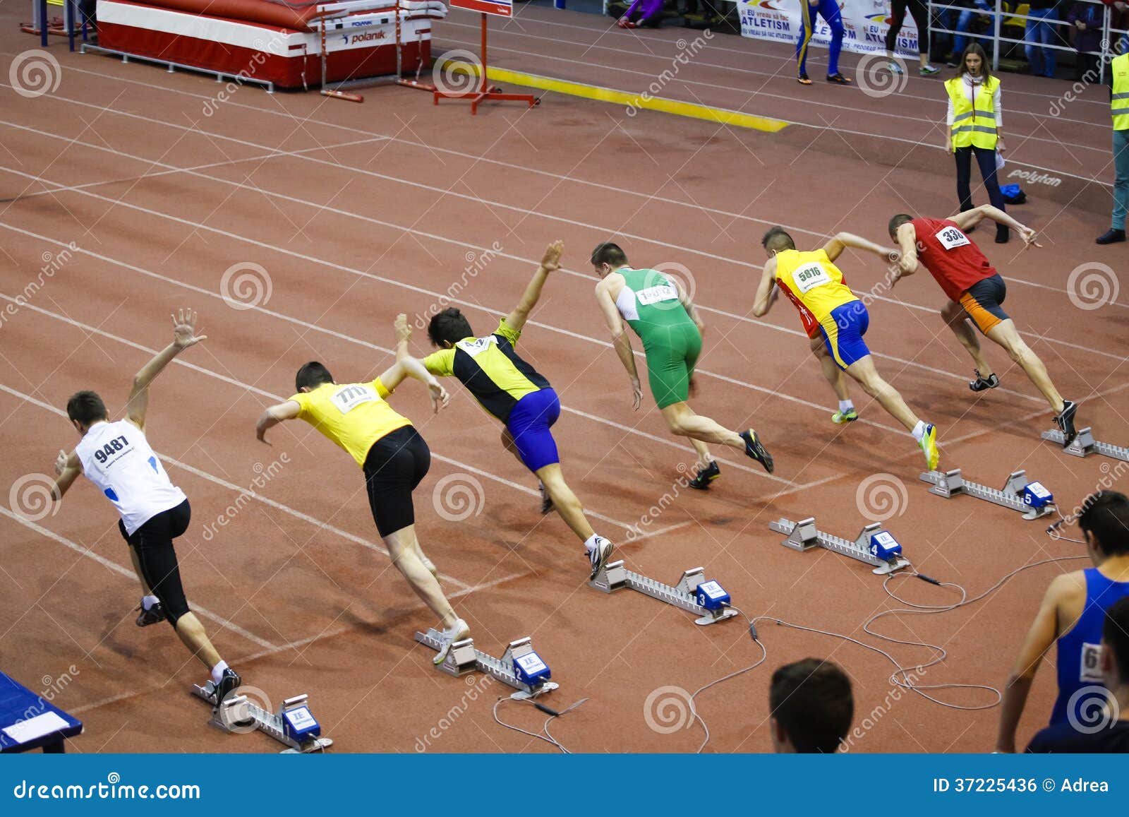 Athletes after the Start of 60 Meters Race Editorial Photo - Image of ...