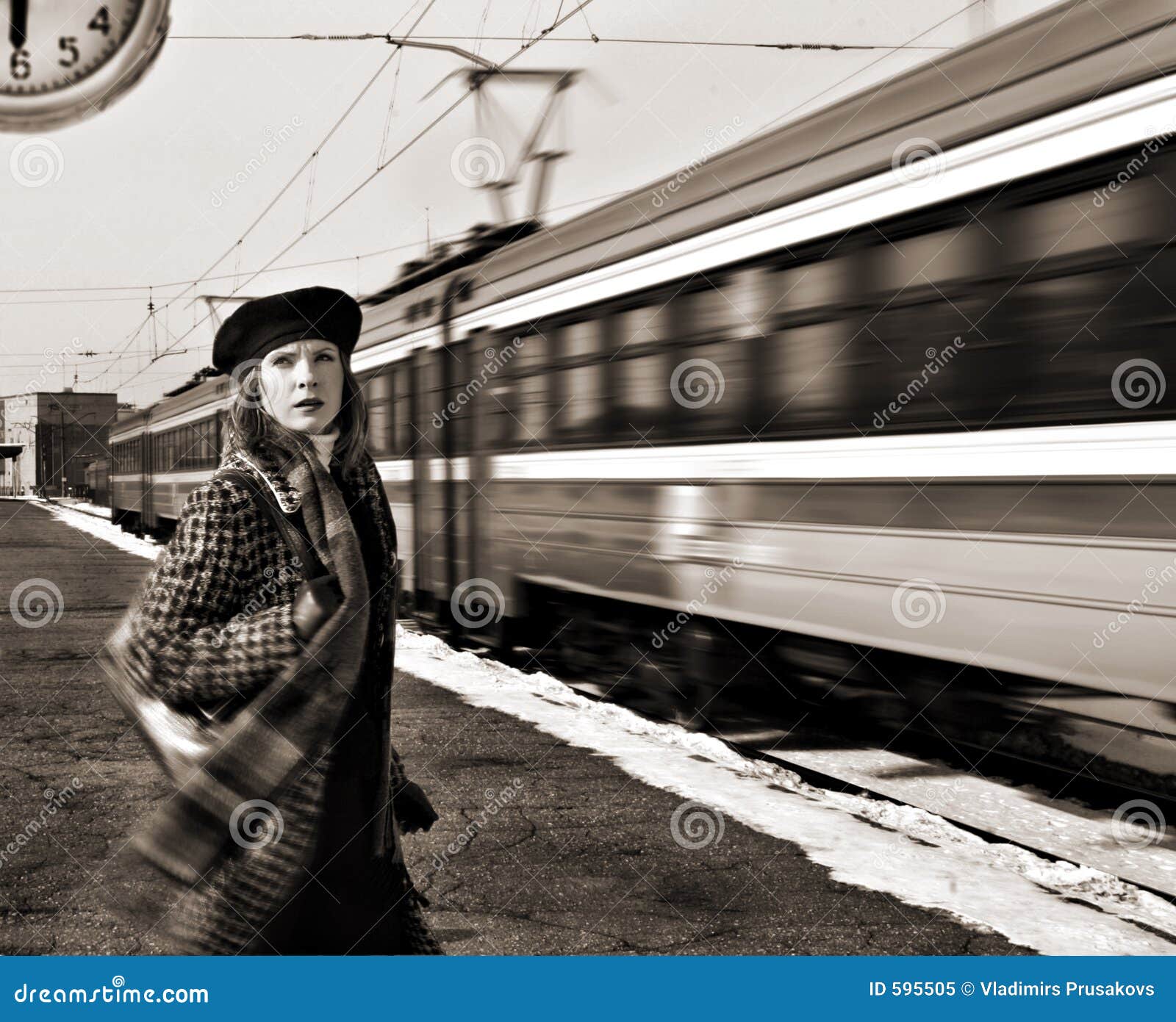 Missed Train, Hasten Woman on Railroad Station Stock Image - Image of ...