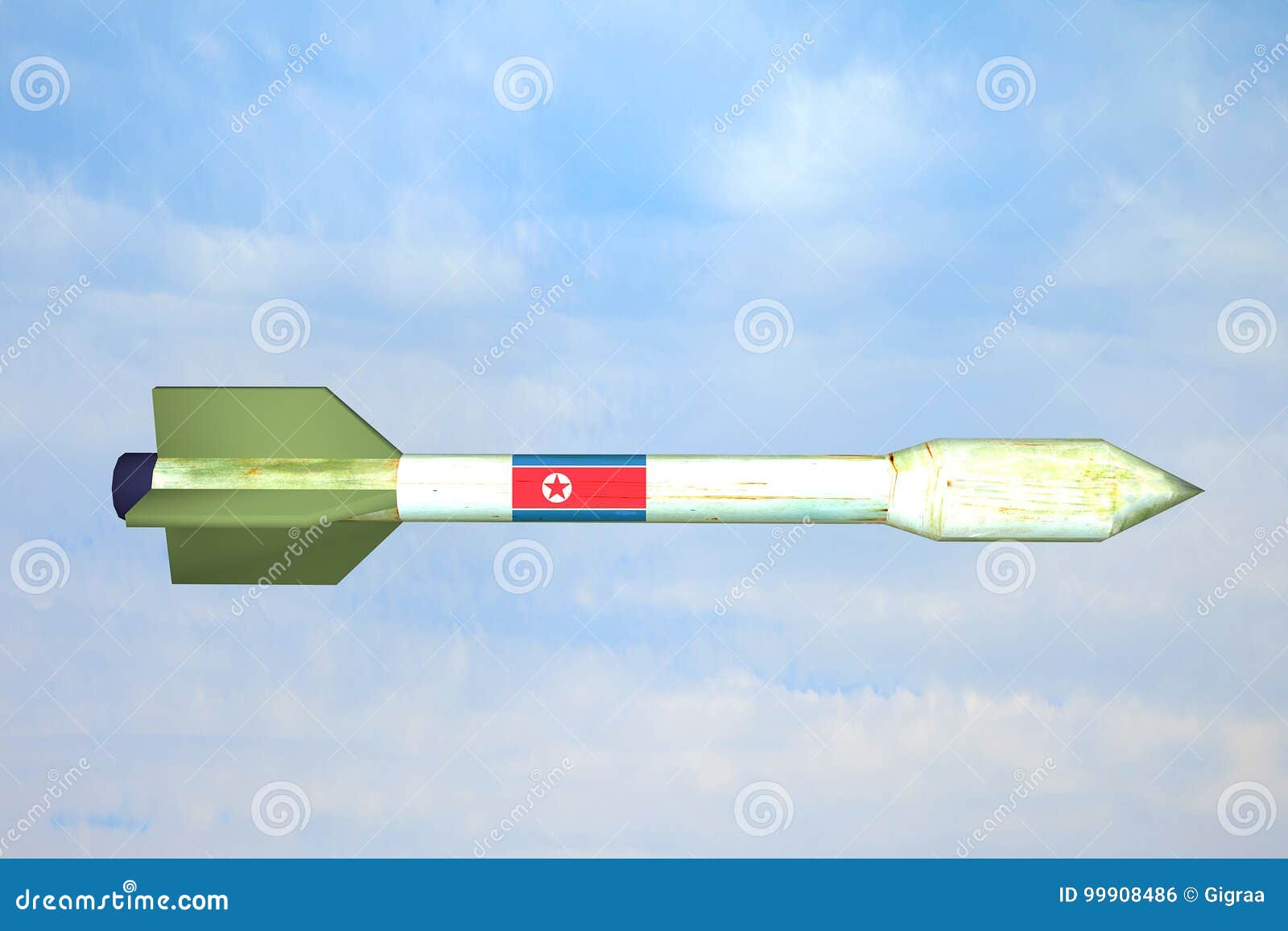 Missile with Flag of North Korea Stock Illustration - Illustration of ...