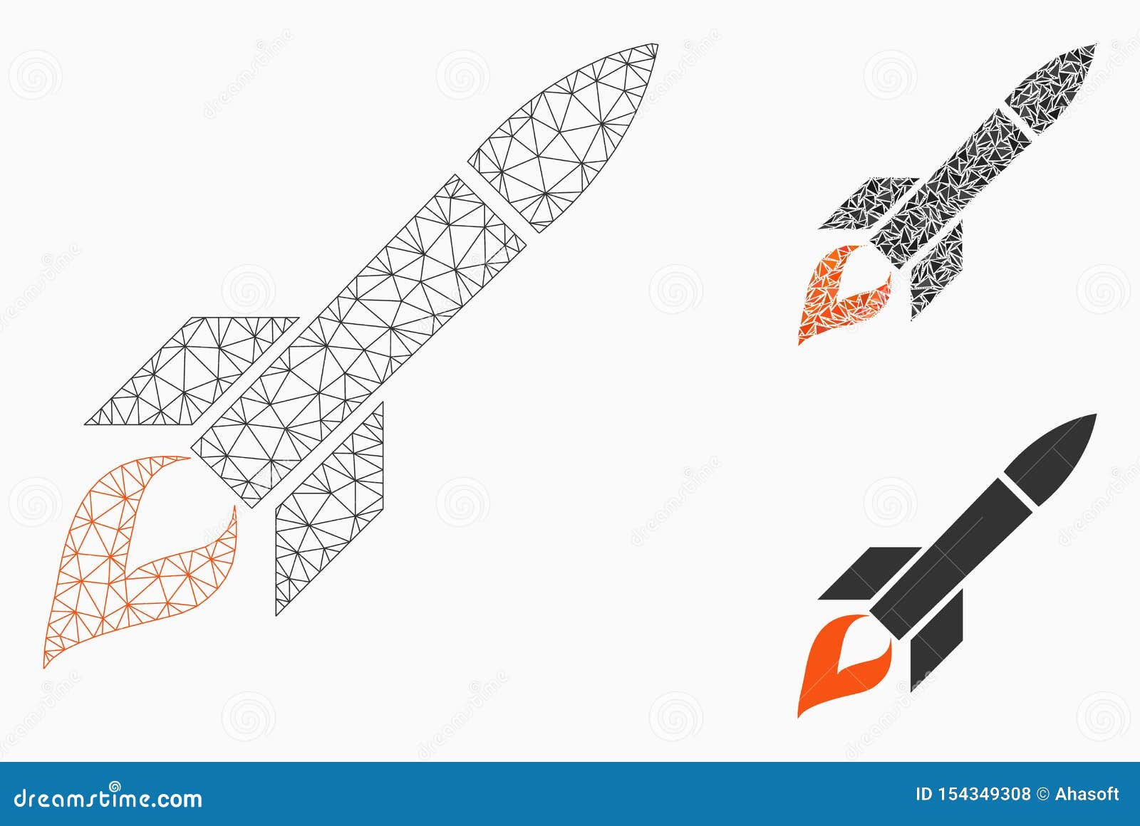 Missile Flight Vector Mesh 2D Model and Triangle Mosaic Icon Stock ...