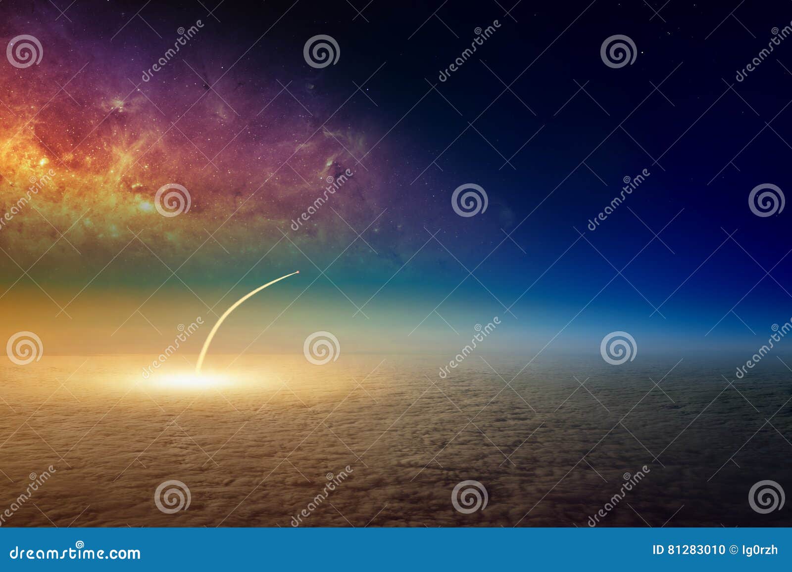 Missile Launch, Aerial View of Space Shuttle Taking Off Stock Photo ...