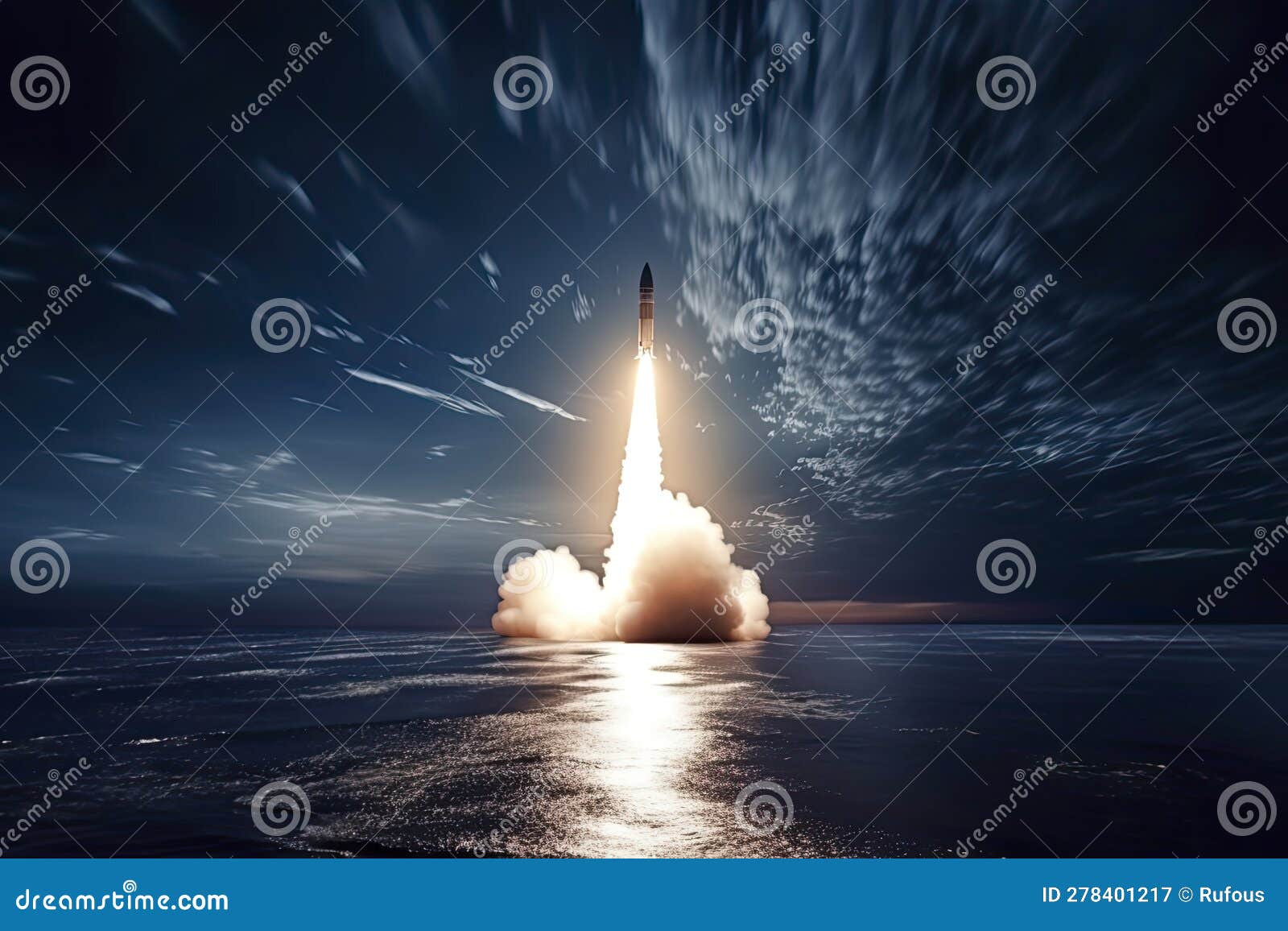 Missile Launch at Night. the Elements of this Image Furnished by NASA ...