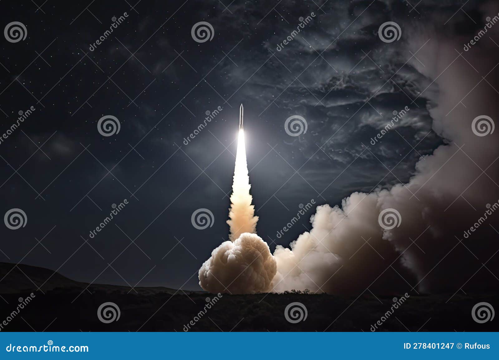 Missile Launch at Night. the Elements of this Image Furnished by NASA ...