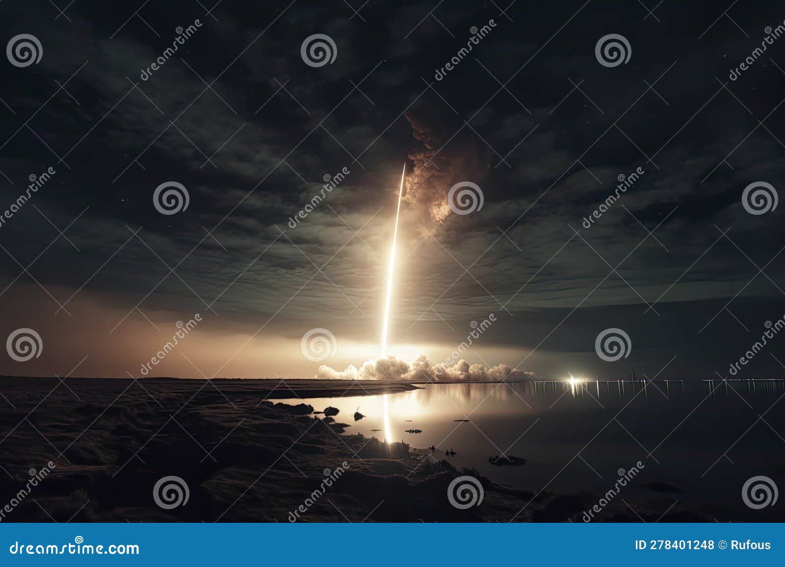 Missile Launch at Night. the Elements of this Image Furnished by NASA ...