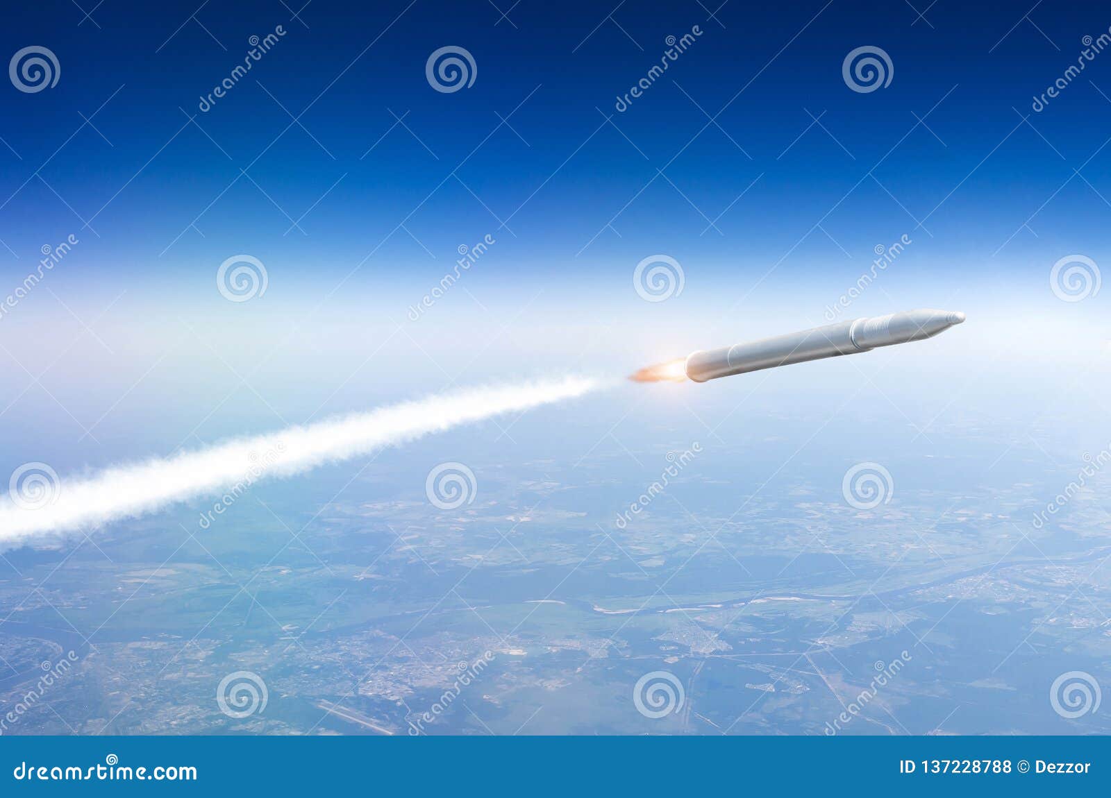 Missile Launched from the Ground, Flying in the Air Stock Photo - Image ...